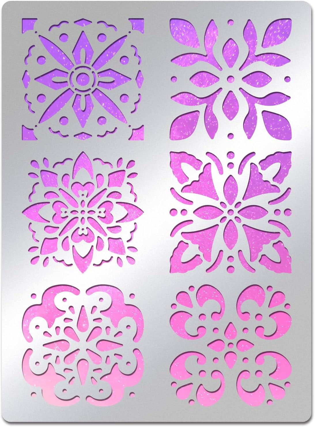Square Tile Elements Metal Stencil 7.5x5.5inch Reusable Hollow Out ...