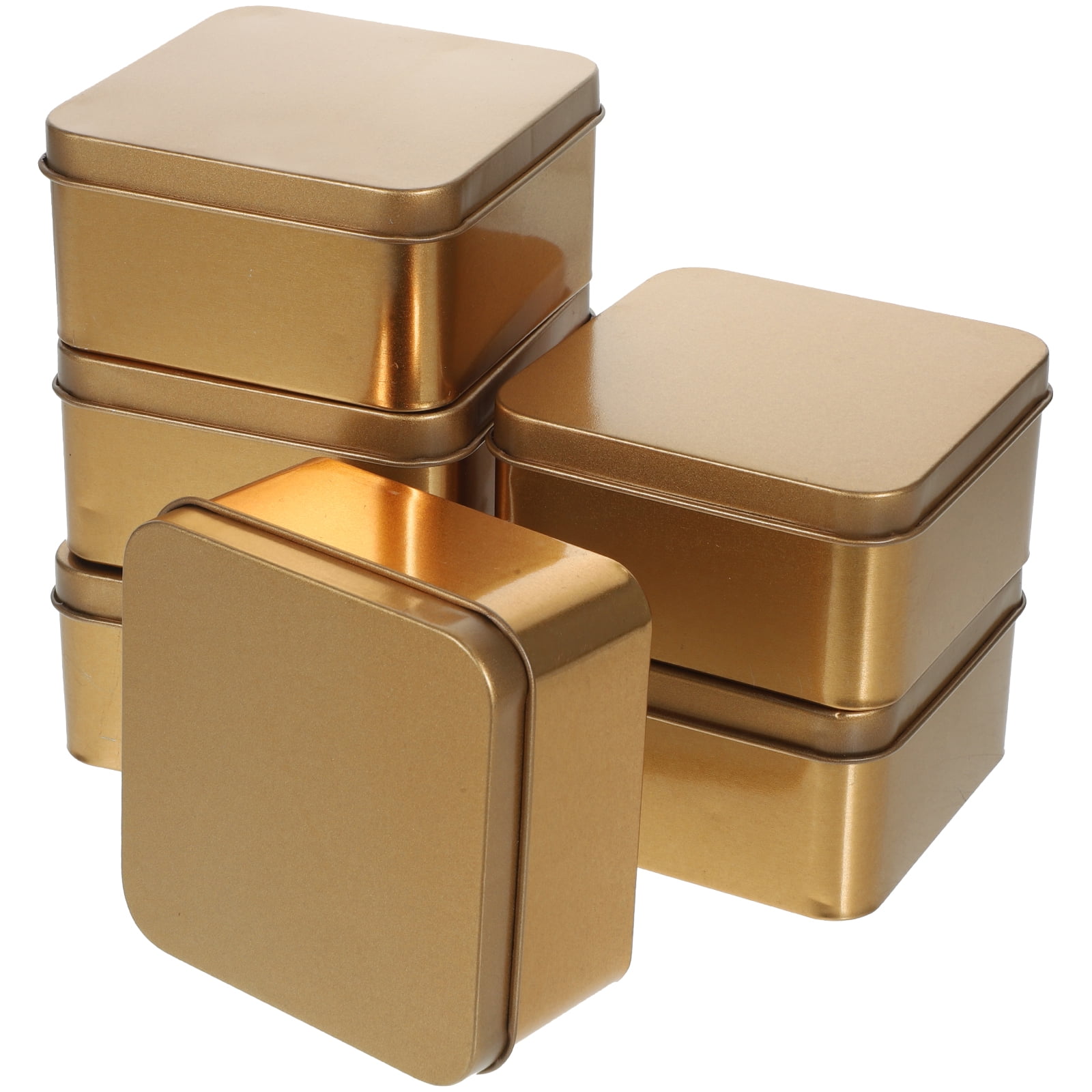 Square Tinplate Box Small Gift Storage Candy Packaging Wedding (gold ...