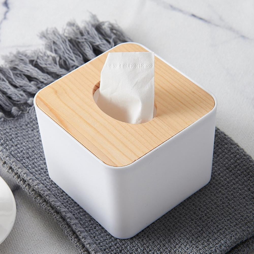Square Tissue Box Cover Holder, Rectangular Round Facial Tissue ...