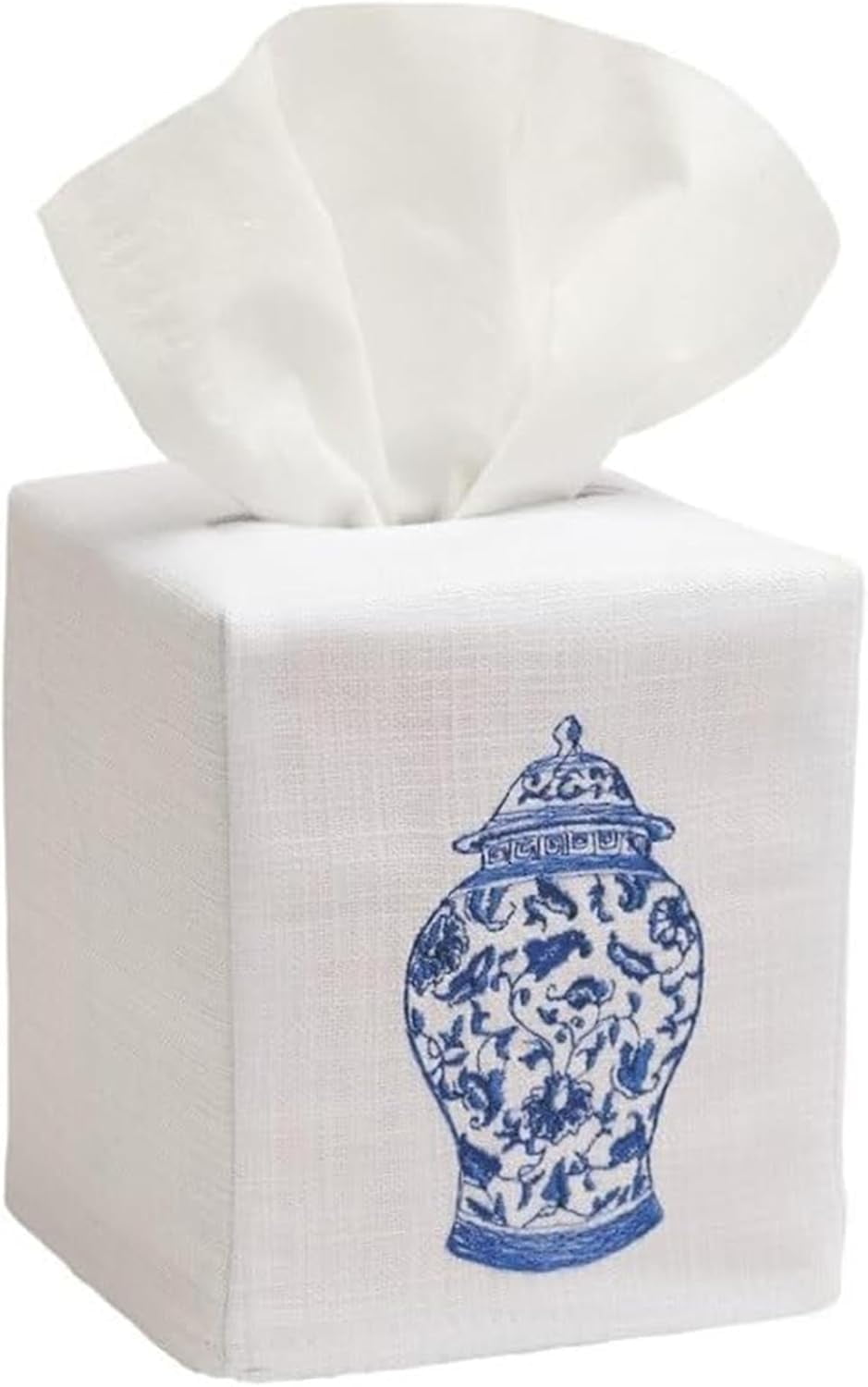 Square Tissue Box Cover, Linen Cotton Fabric Tissue Holder, Decorative ...