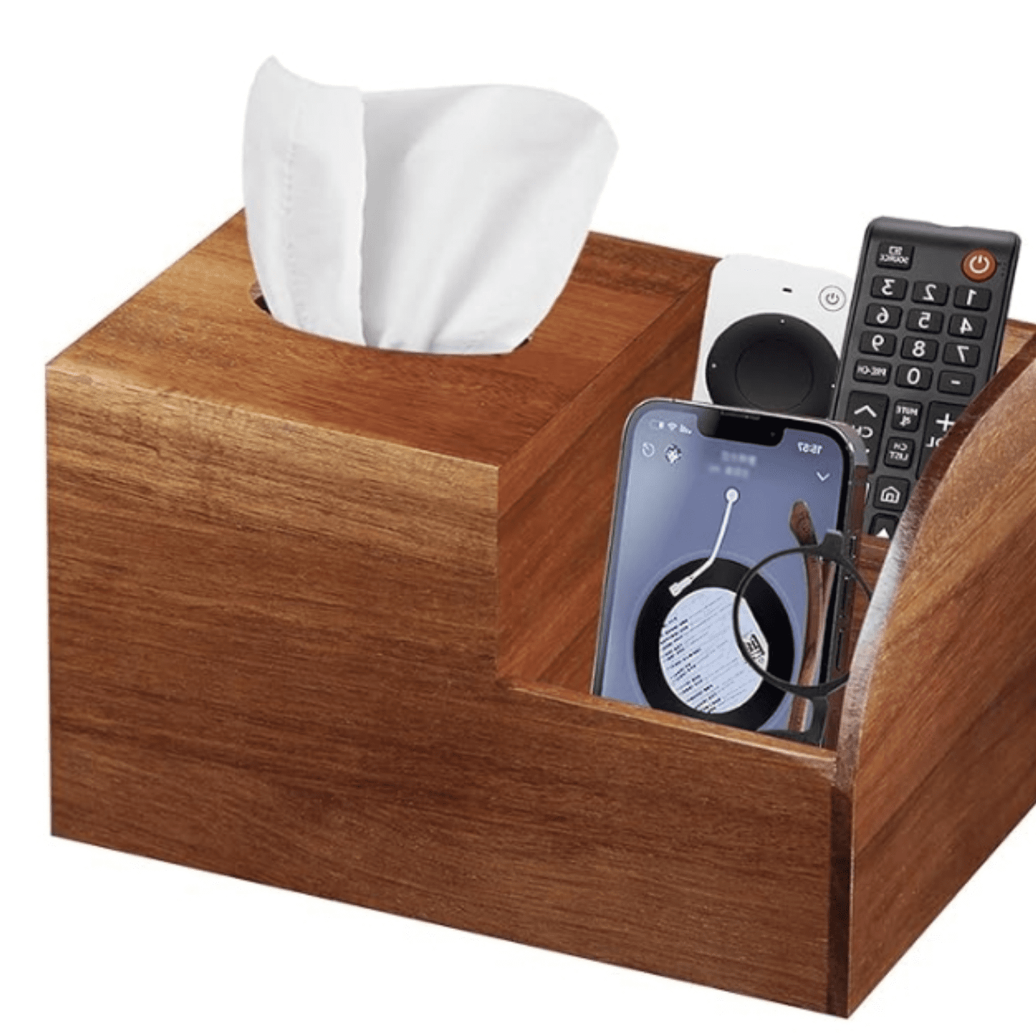 Square Tissue Box Cover,Multi-Functional Wood Tissue Box Holder with ...