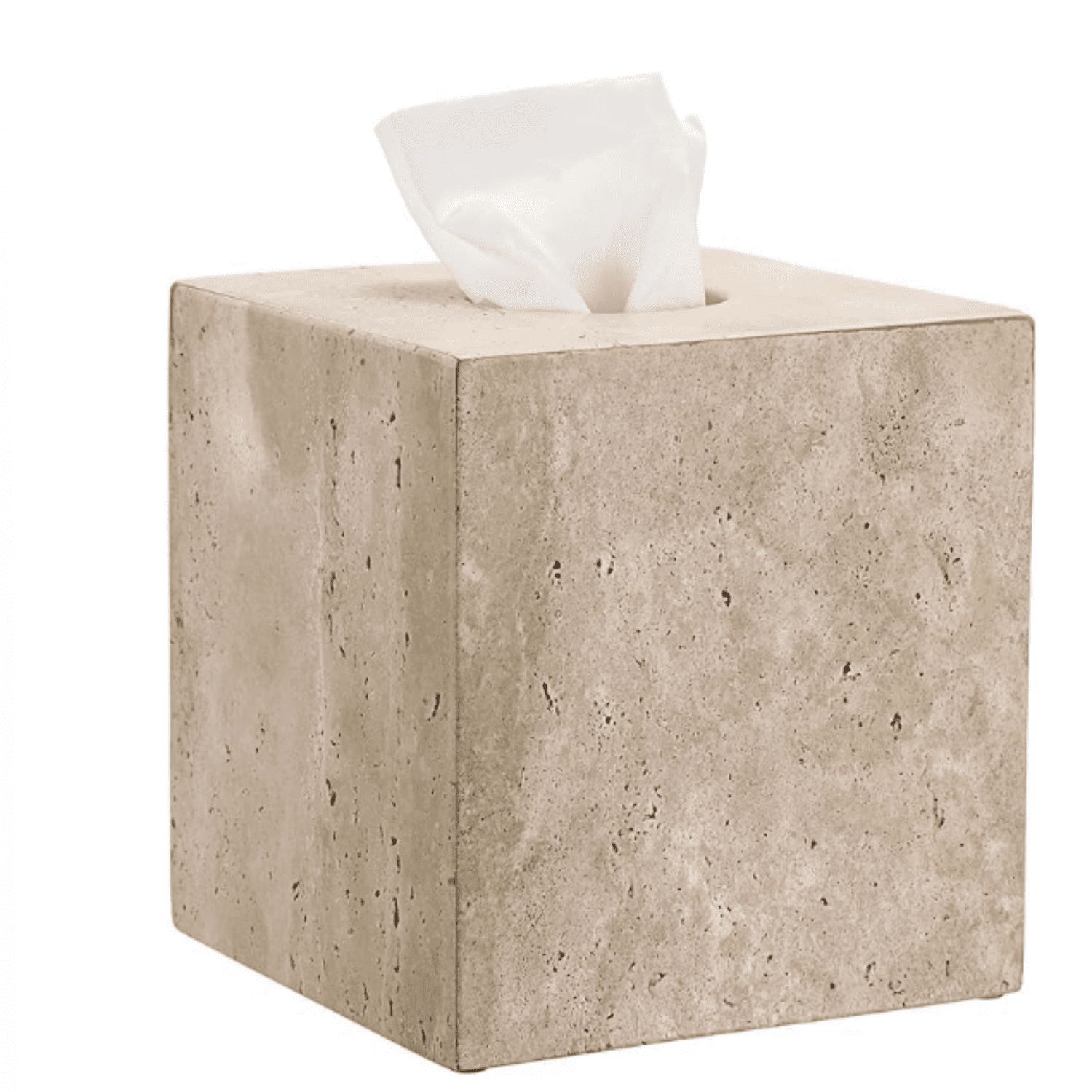 Square Tissue Box Cover Natural Travertine Tissue Cover with Pads ...