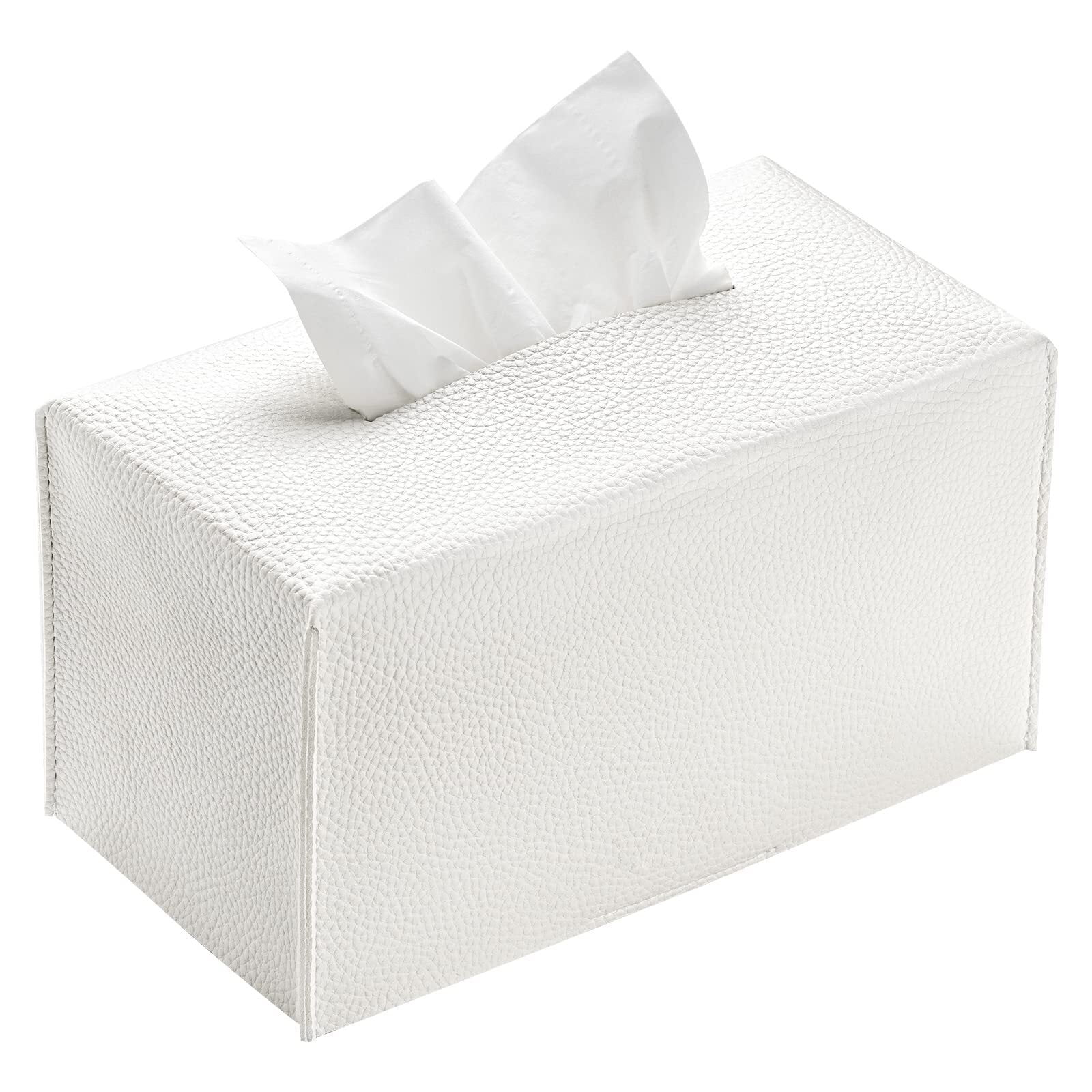 Square Tissue Box Cover, Pu Leather Tissue Box Holder with Bottom Belt ...