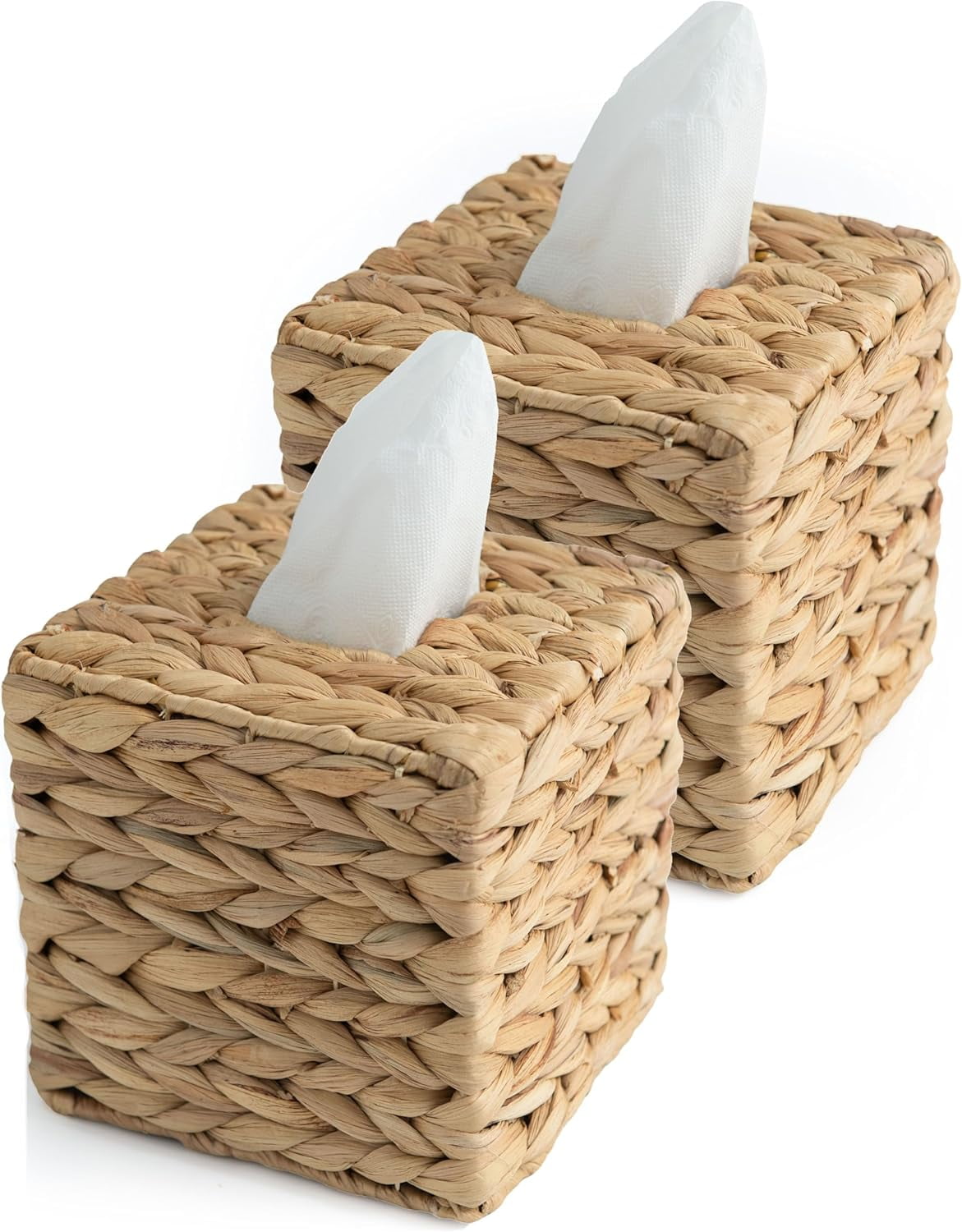 Square Tissue Box Holder - Rattan Wicker Tissues Cube Box - Boho ...