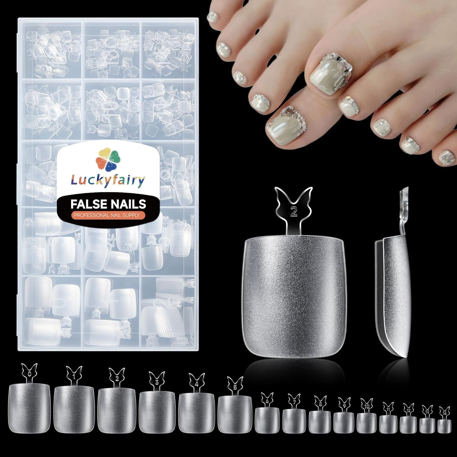 Square Toe Nail Press Ons French Style Toe Tips 240pcs Clear False Fake ...