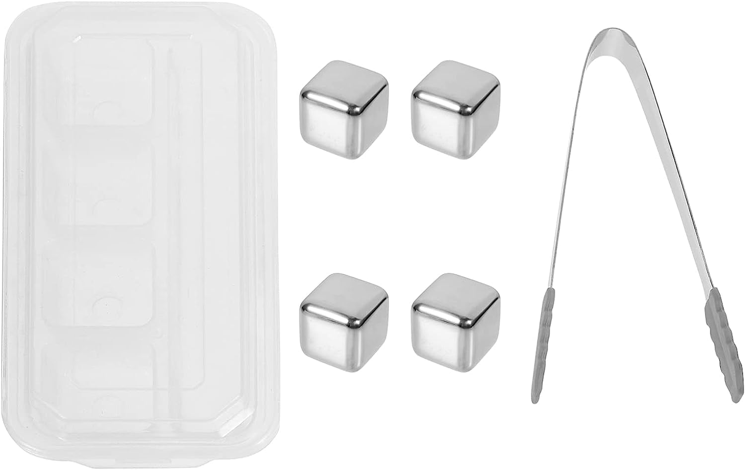 Square Tool Metal Cooler 4Pcs Stainless Steel Ice Cubes Chilling Cubes Reusable Whiskey Stones ...