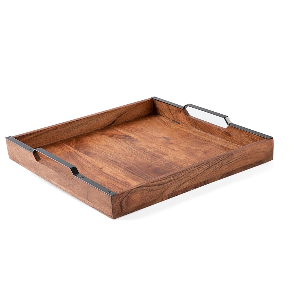 Square Top Breakfast Trays, Wooden Serving Tray, Acacia Wood Tea Cheese ...
