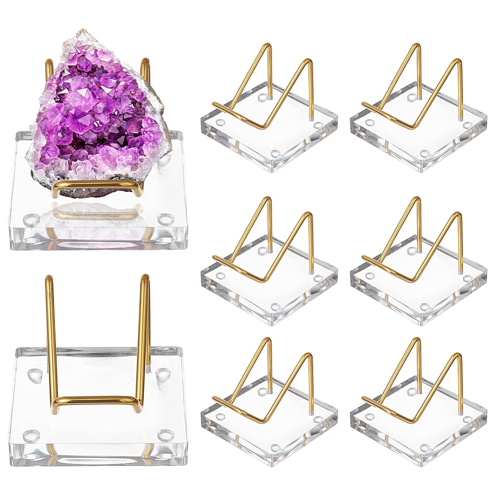 Square Transparent Acrylic Mineral Crystal Display Stands Rough ...