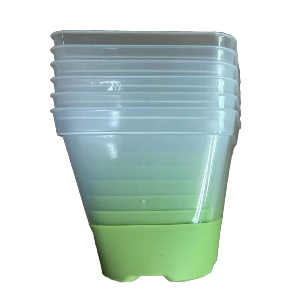 Square Transparent Plastic Planter Pot with Silicone Bottom for Indoor ...