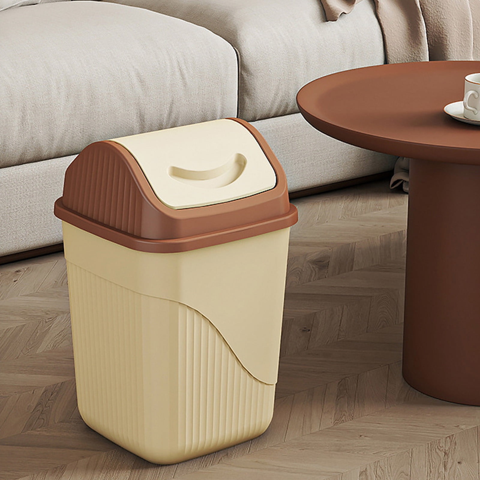 Square Trash Can With Lid Office Bathroom Waste Bin Plastic Garbage Bin ...