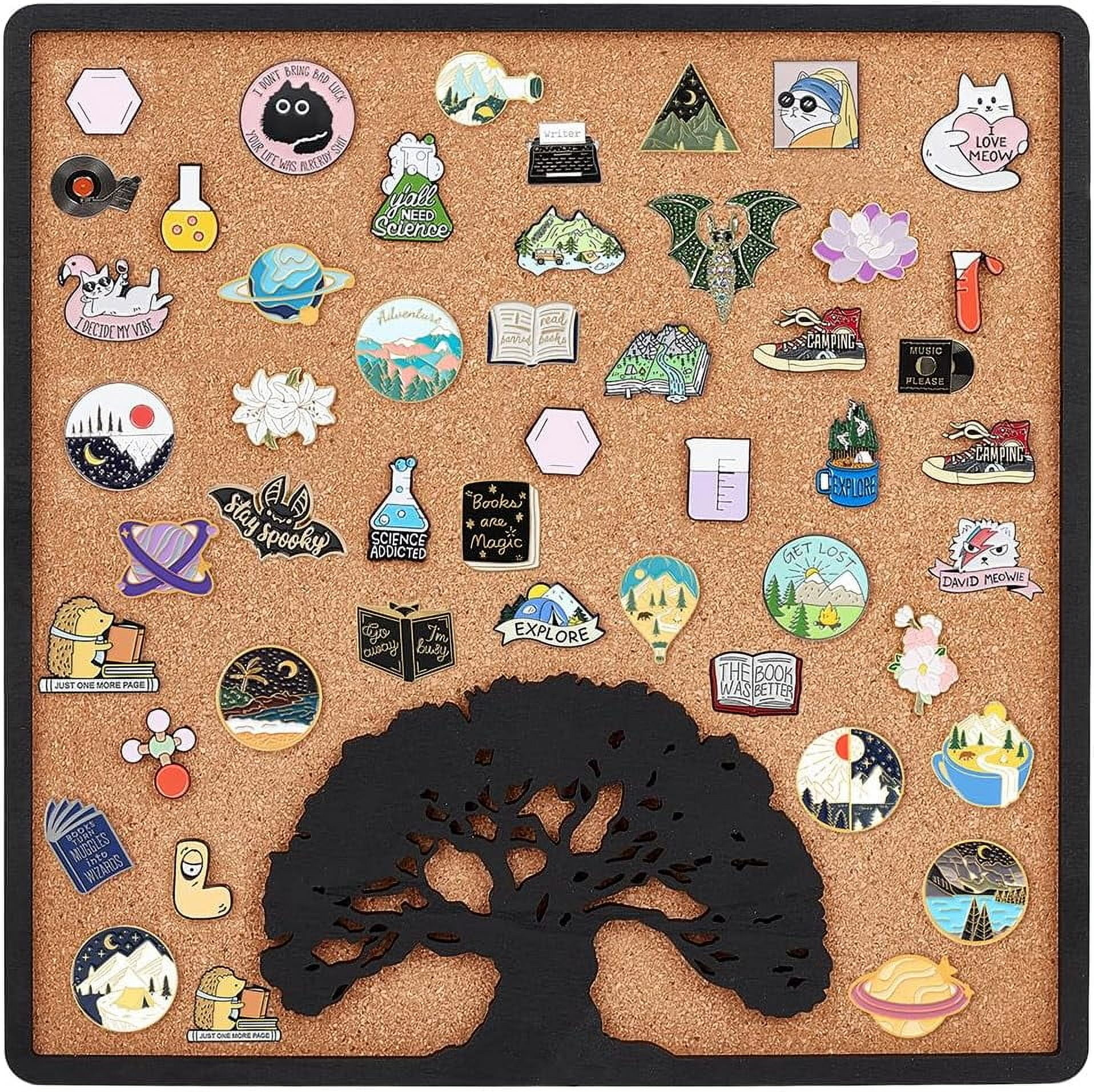 Square Tree of Life Pin Board Cork Board 11.8x11.8inch Bulletin Display ...