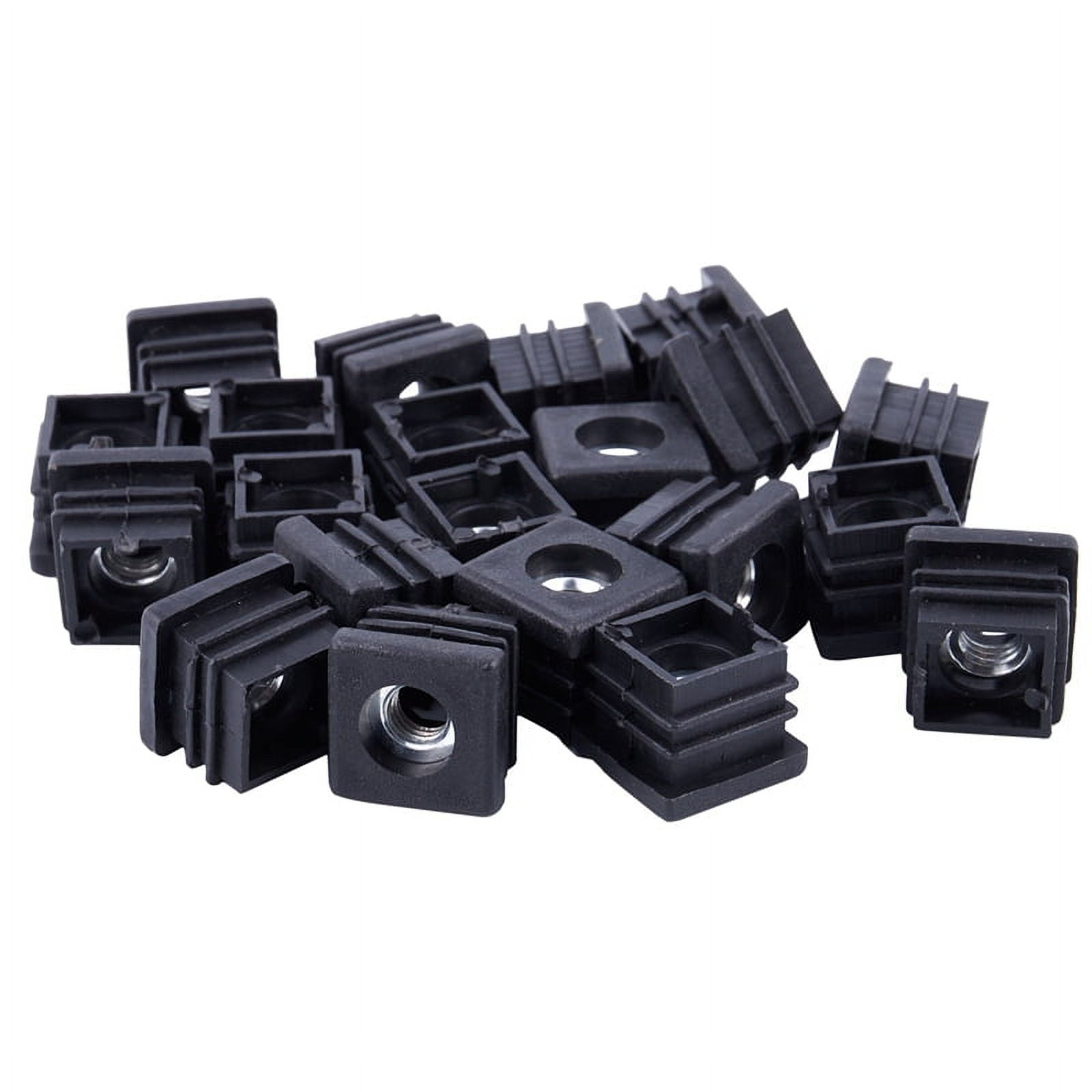 Square Tubing Pipe End Caps Insert Plugs M8 Thread 20x20mm 20Pcs Black ...