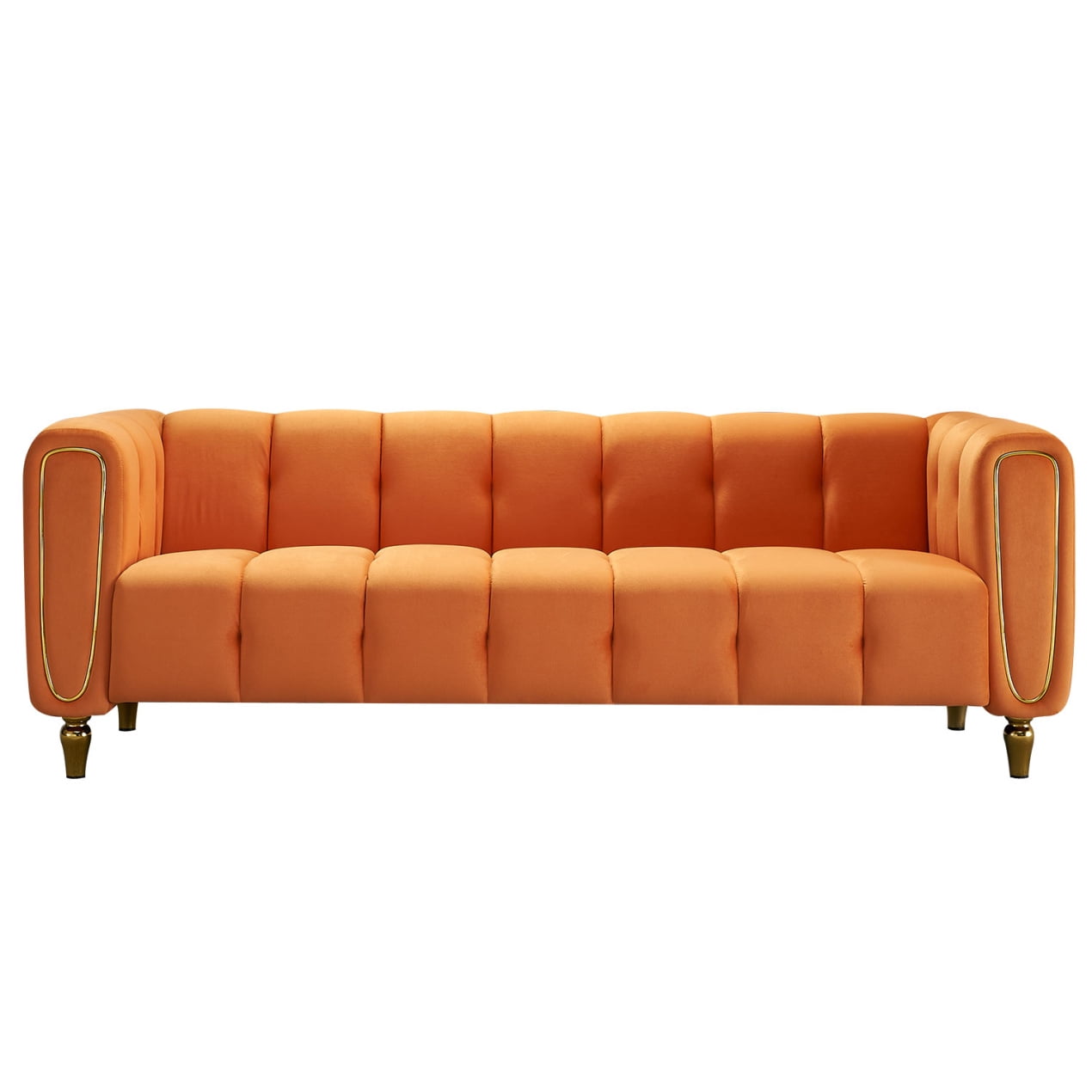 Square Tufted Performance Velvet Sofa, 3-Seater Upholstered Couch with ...