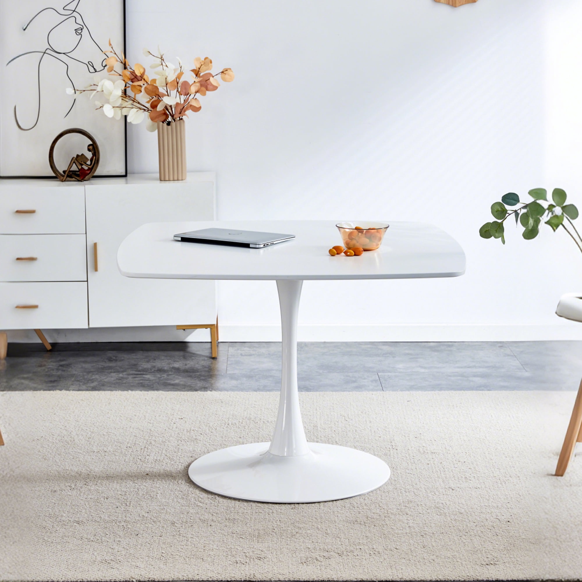 Square Tulip Table, Dining Table for 4-6 Person, 42" Dining Table with ...