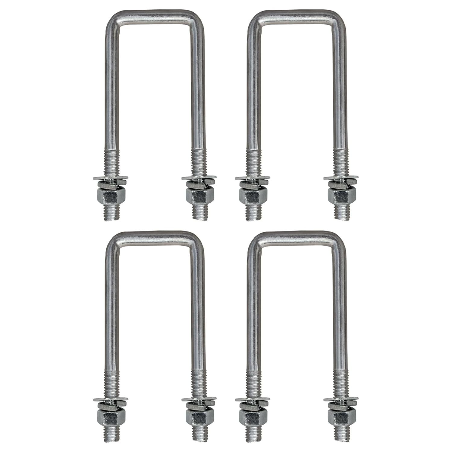 Square U Bolts with Hardware for Boat Trailer, Electro-Galvanized Steel ...