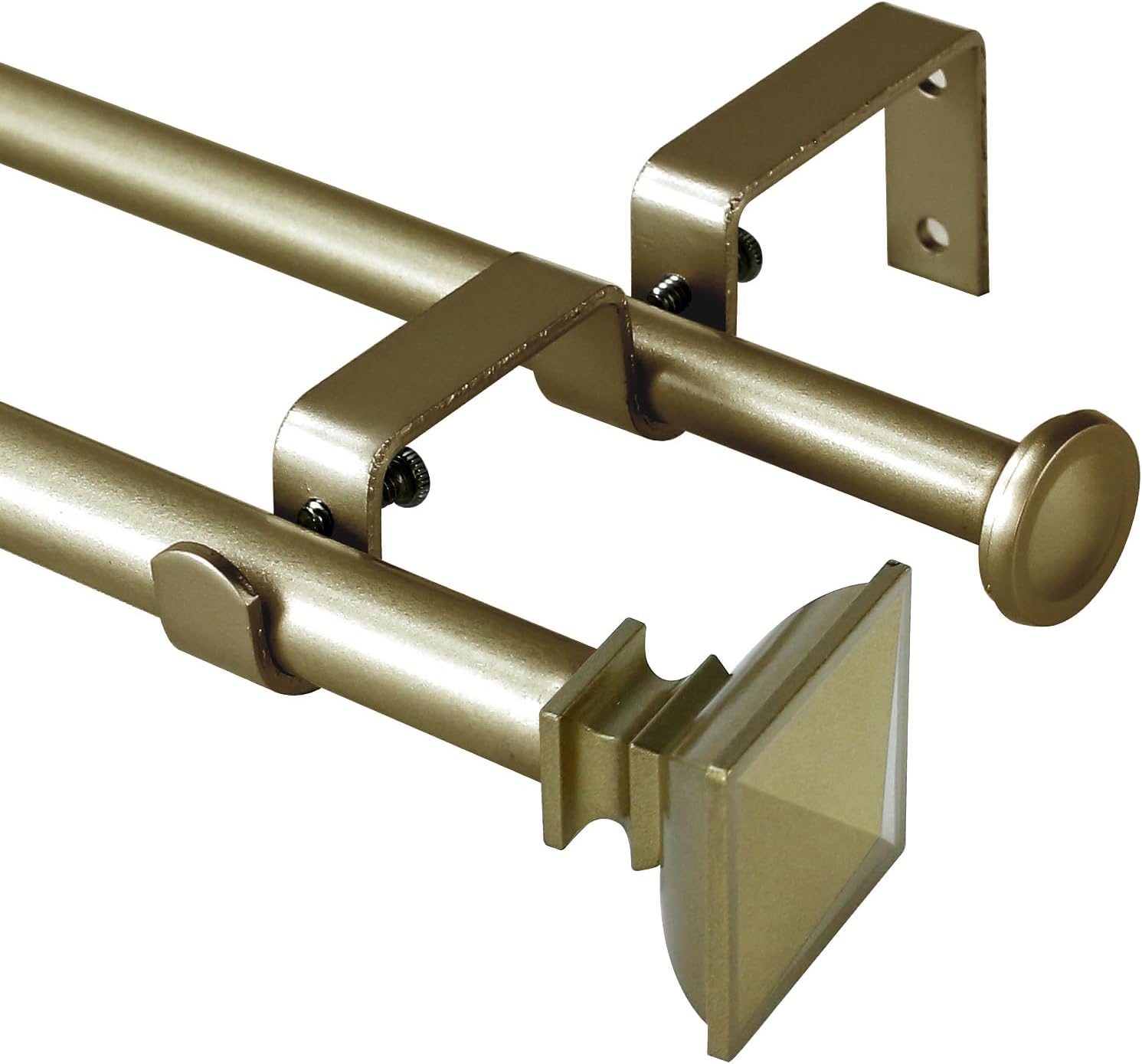 Square Urn Adjustable Double Drapery Curtain Rod Set, 5/8", 84"-120 ...