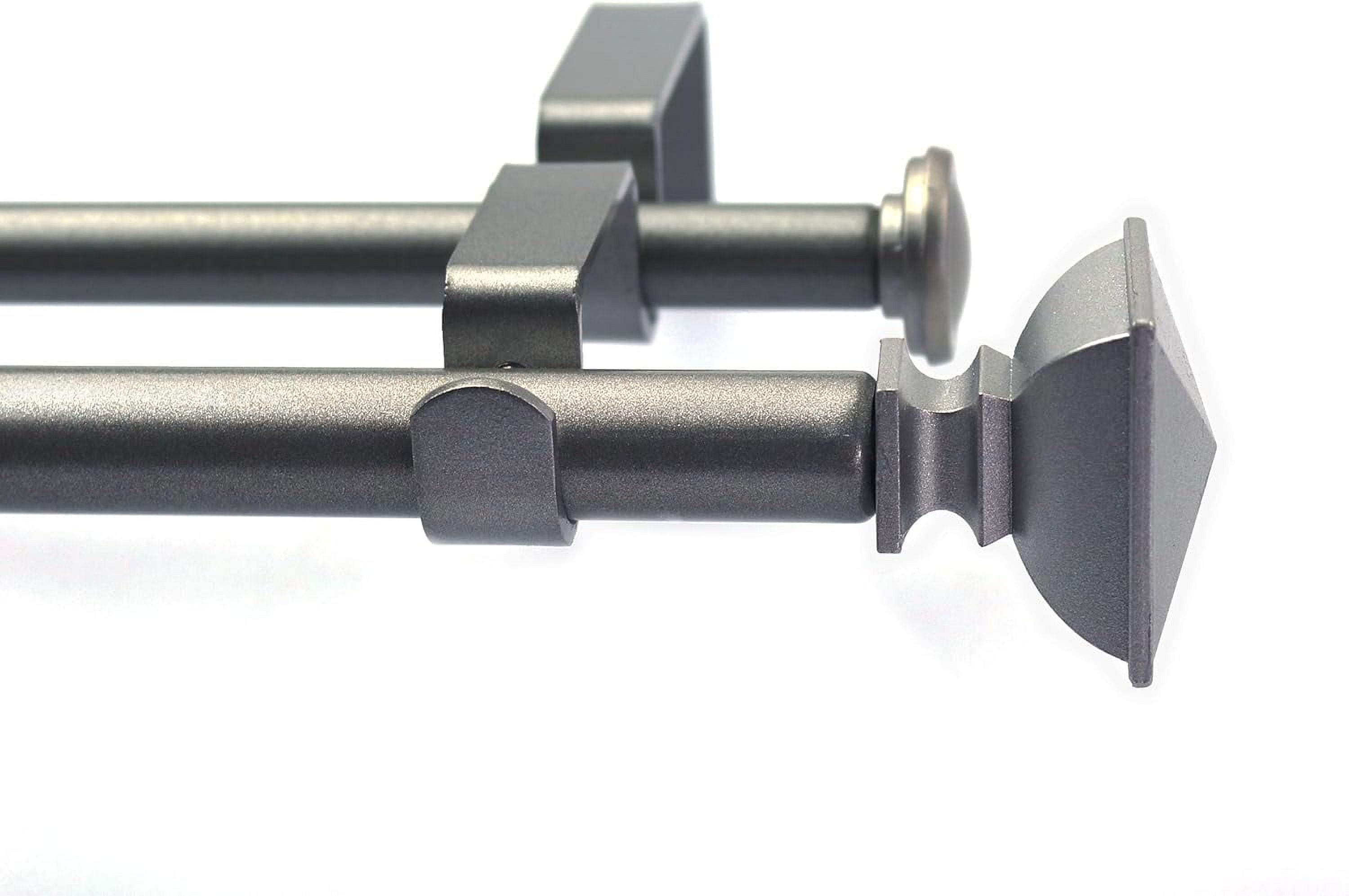 Square Urn Adjustable Double Drapery Curtain Rod Set, 5/8", 84"-120 ...