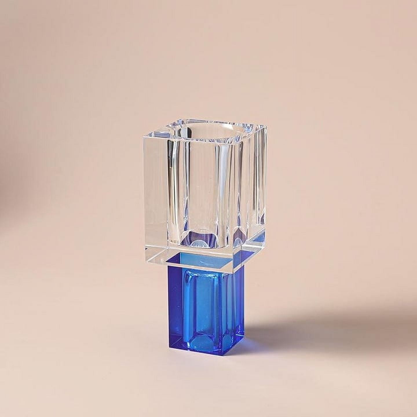 Square Vase Crystal Colored Base Large - Clear/Blue - Walmart.com