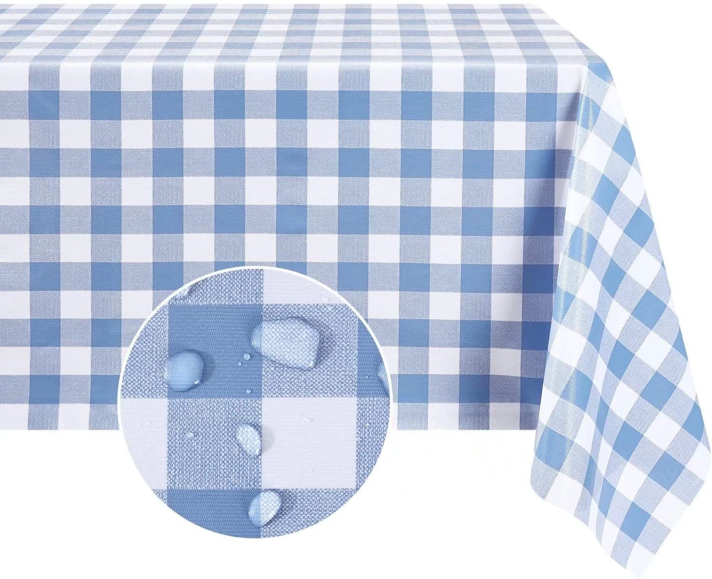 Square Vinyl PVC Tablecloth, 100% Waterproof Buffalo Plaid Plastic ...