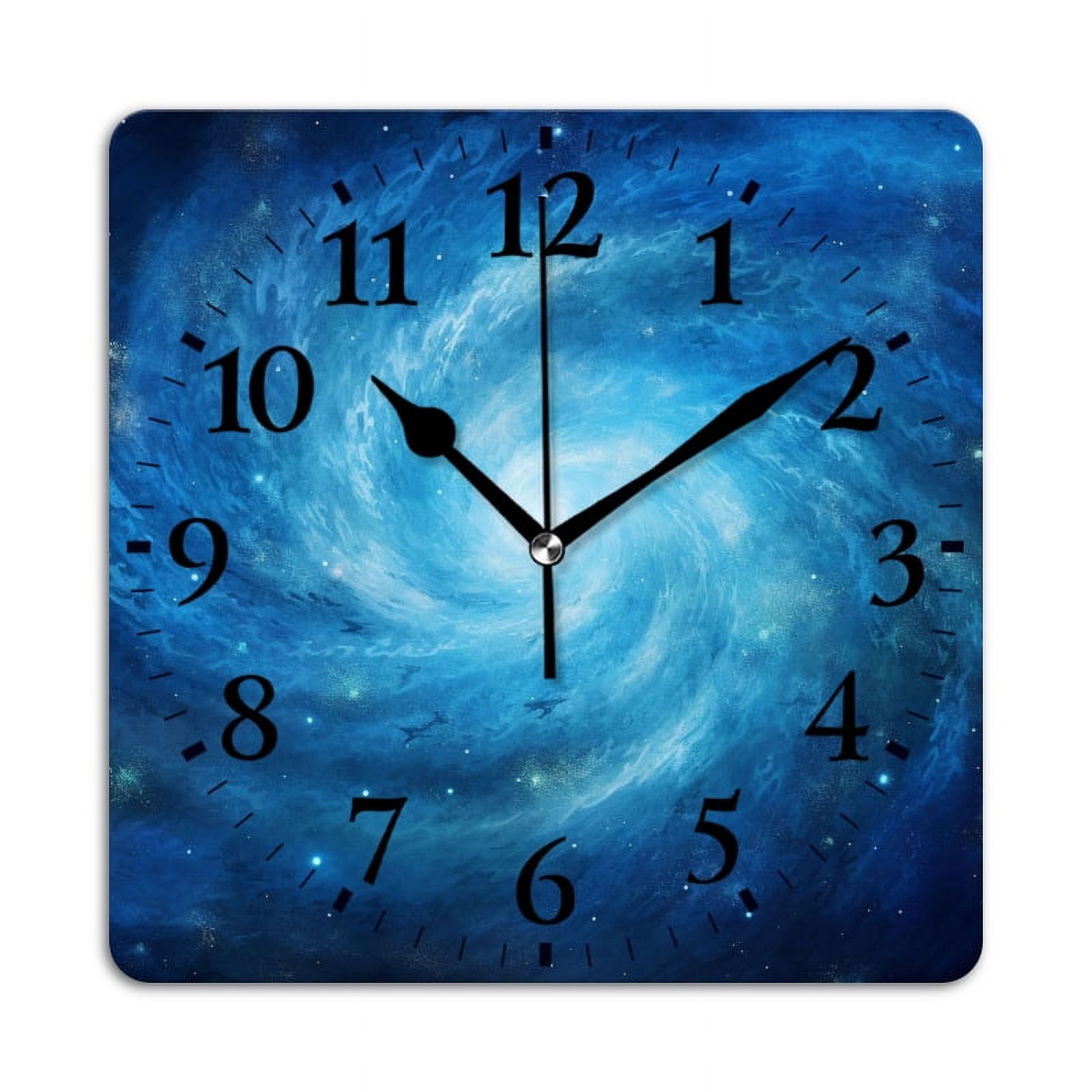 Square Wall Clock,Abstract Blue Swirls And Starry Night Sky,Silent Non ...