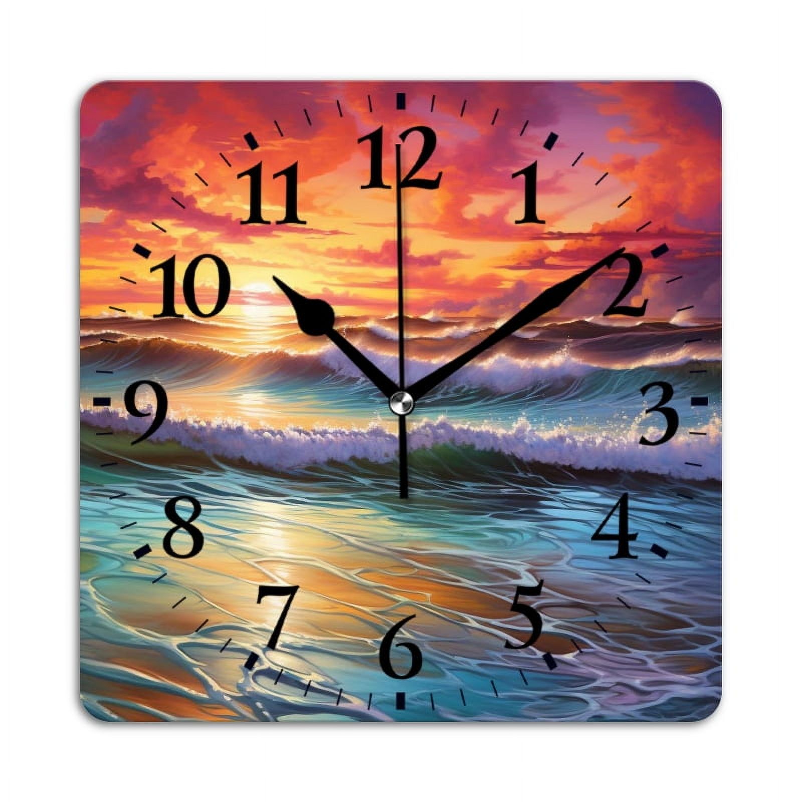Square Wall Clock,Beautiful Ocean Scene With Waves Crashing Against The ...