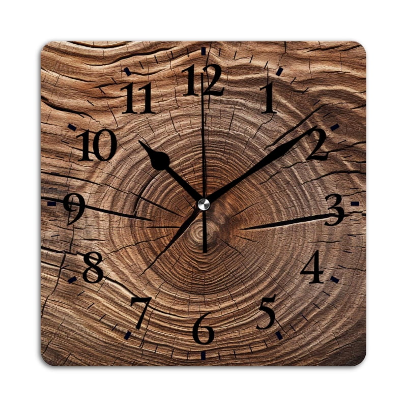 Square Wall Clock,Detailed Of The Cross-Section Of Tree,Silent Non ...