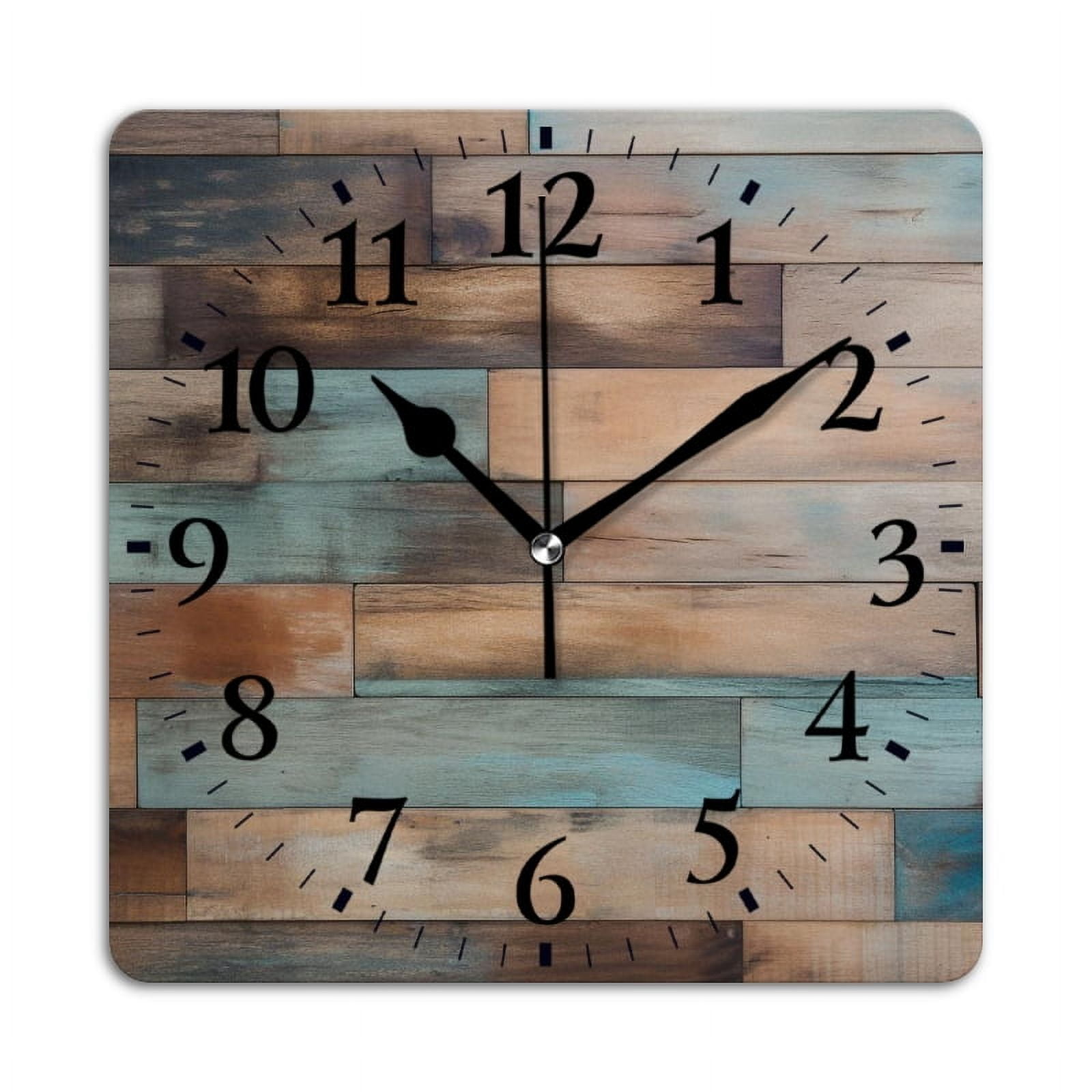 Square Wall Clock,Wooden Wall With Aged Finish And Featuring Weathered ...