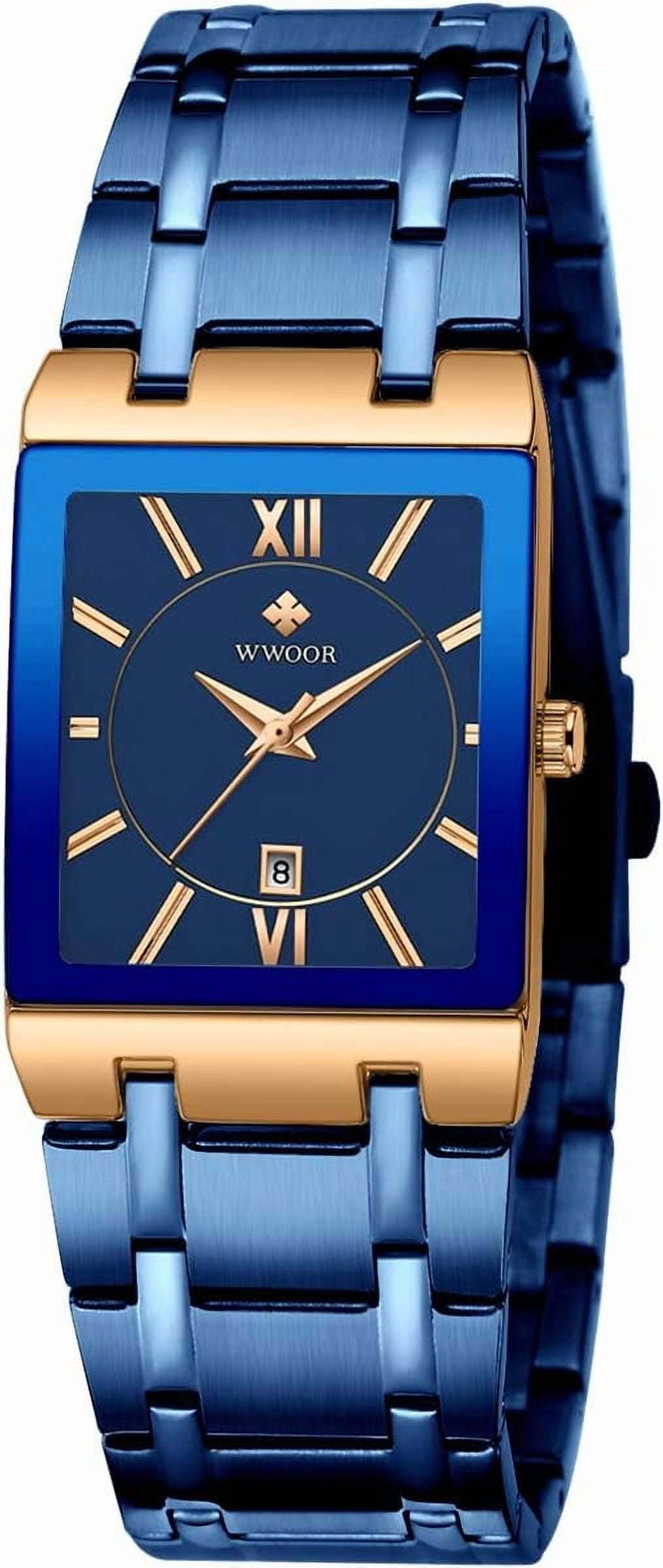Square Watches for Men Stainless Steel Mens Square Watch with Date ...