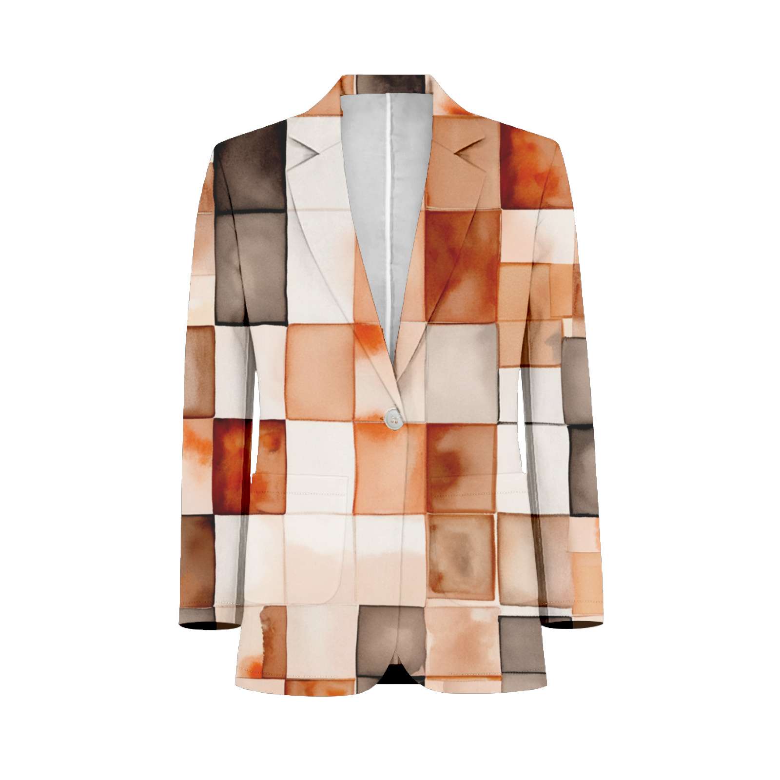 Square Watercolor Patchwork Mens Suits Shawl Collar Slim Fit Suit Mens ...