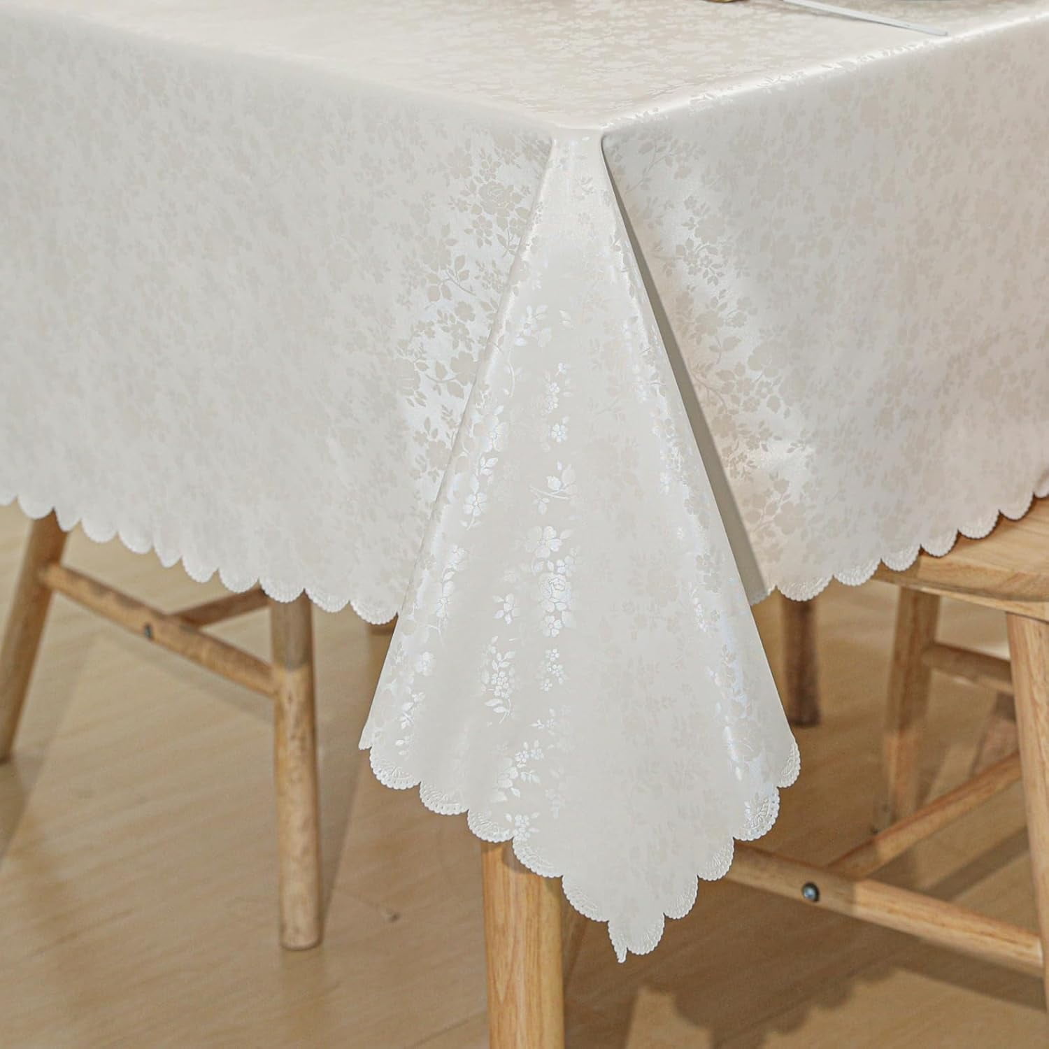 Square Waterproof Jacquard Table Cloth, Wipeable Heavy Duty Vinyl ...