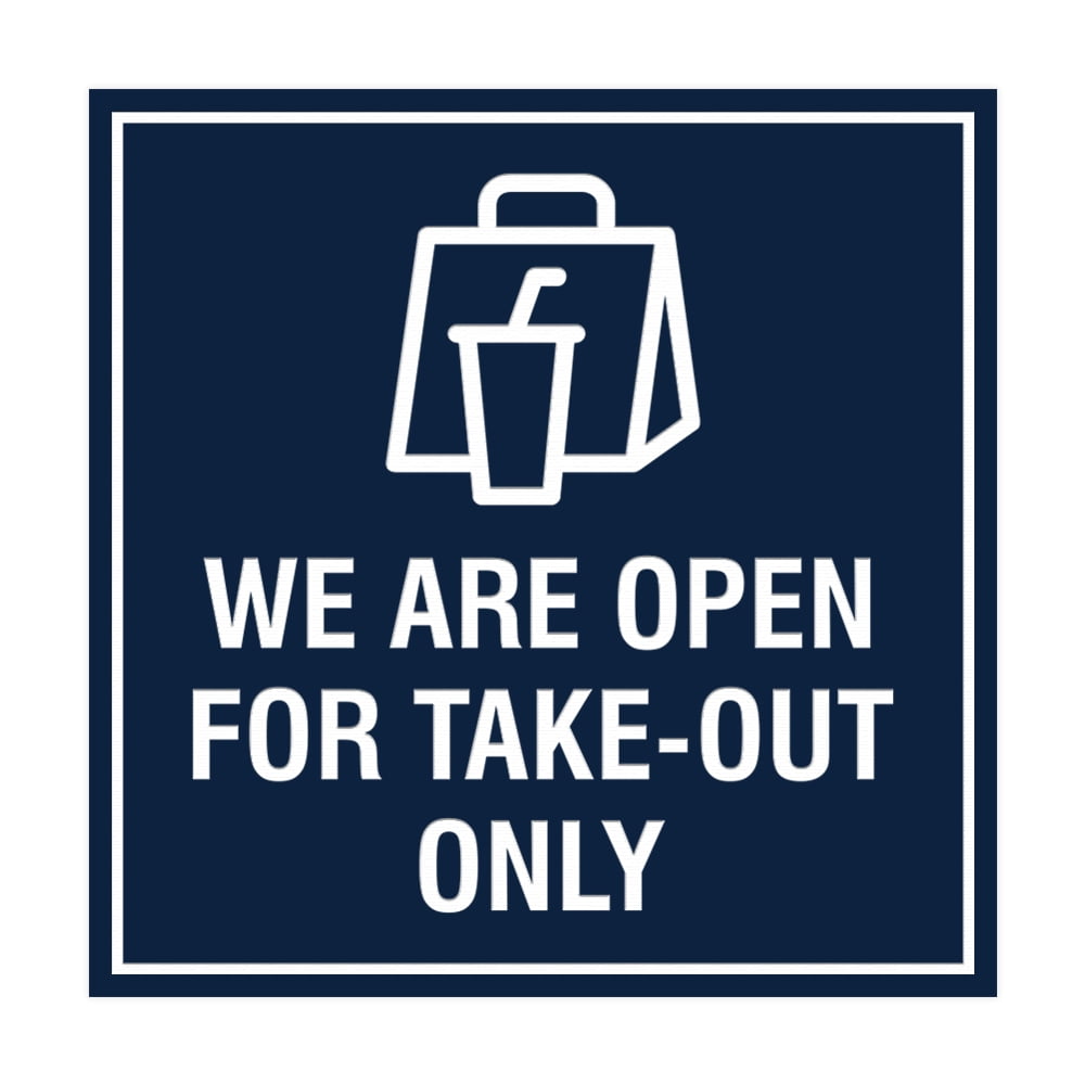 Square We Are Open For Take-Out Only Sign (Navy Blue / White) - Small ...