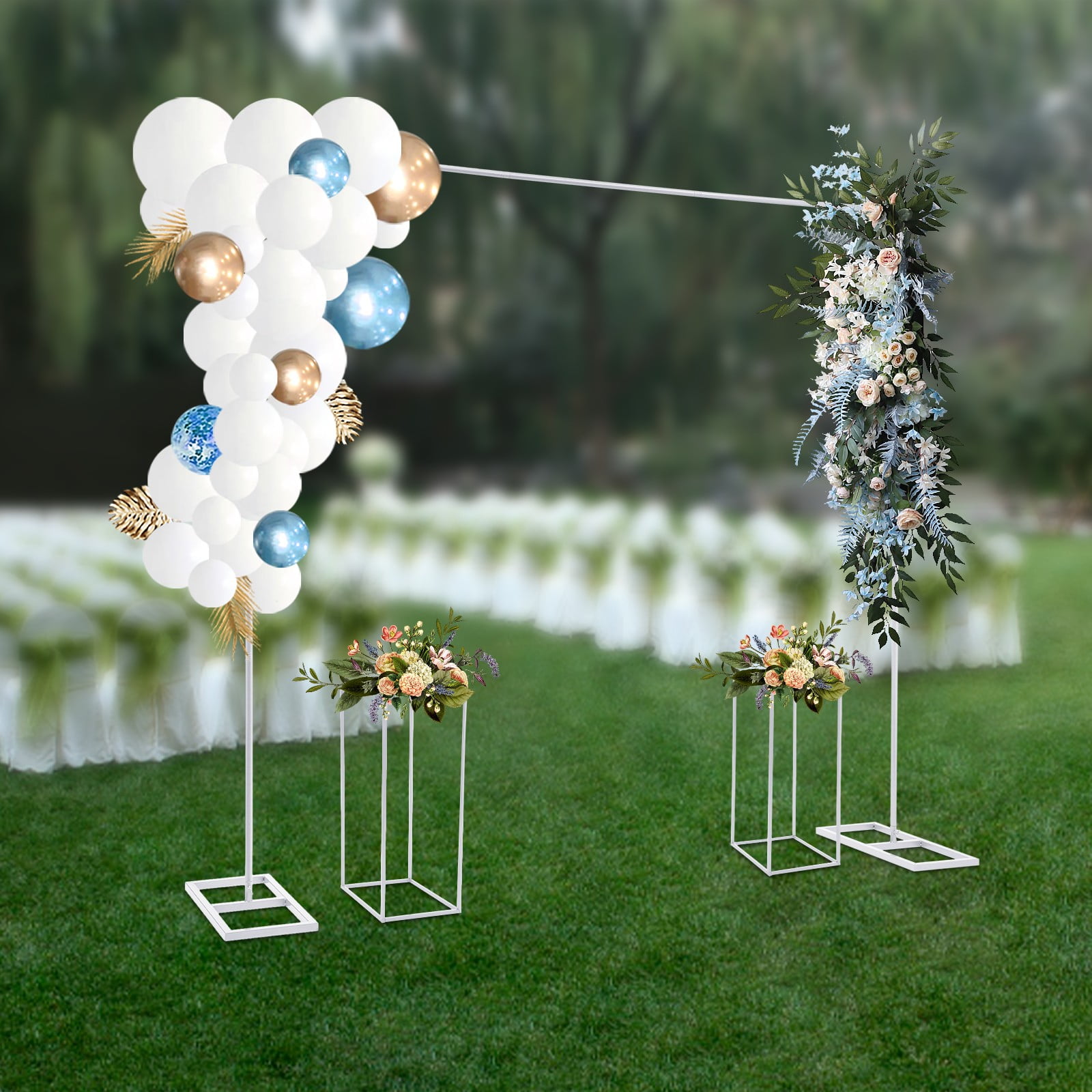 Square Wedding Arch Backdrop Stand with Flower Stands 6.56FT x 6.56FT ...