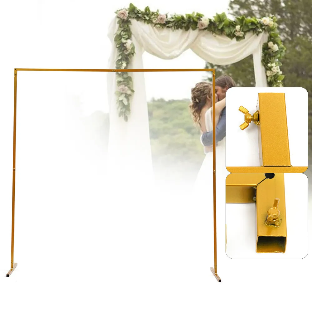 Square Wedding Arch Backdrop Stand with Bases Iron Shelf Photo Booth ...