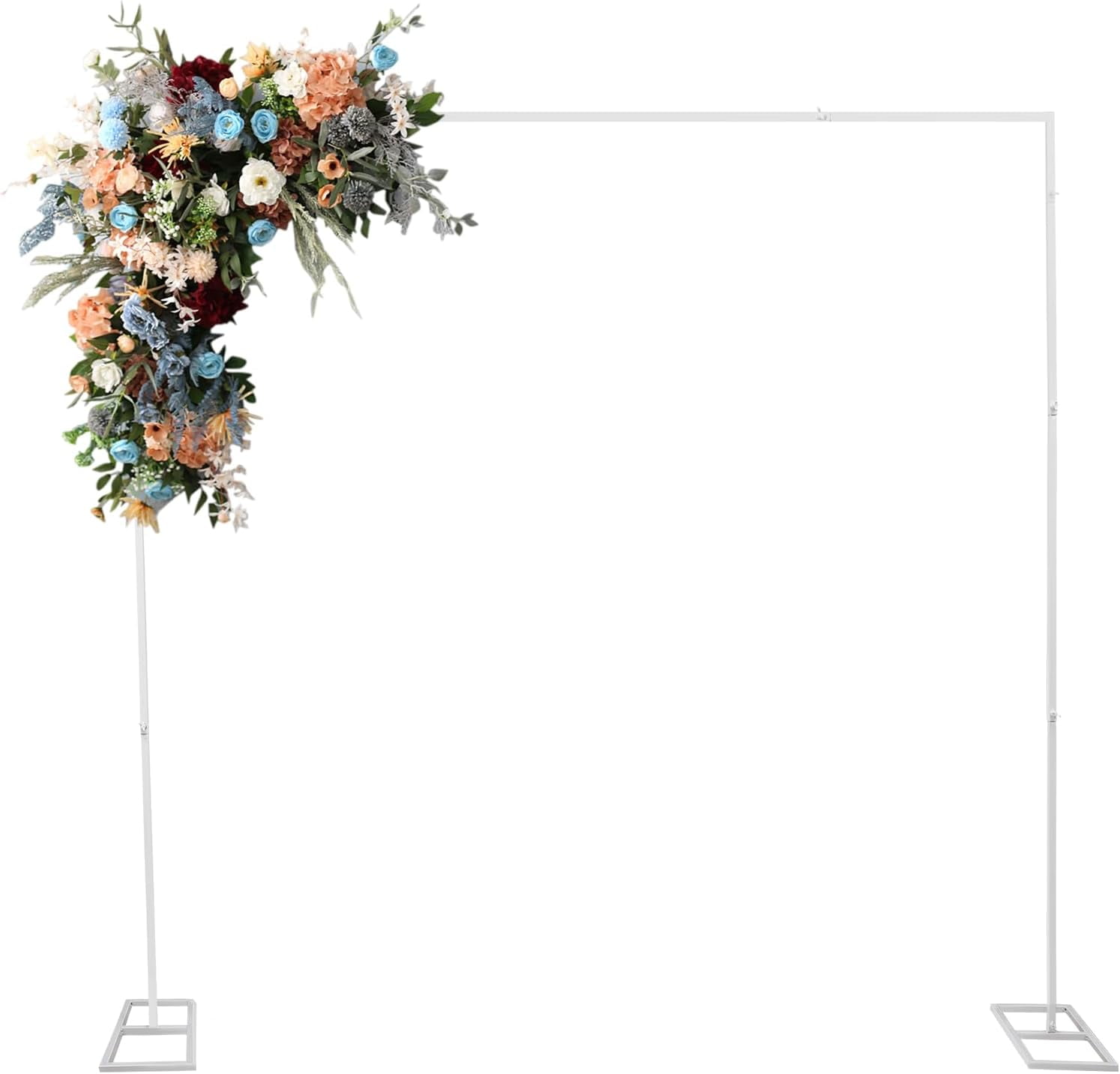 Square Wedding Arch Background Stand Heavy Duty Portable White Metal ...