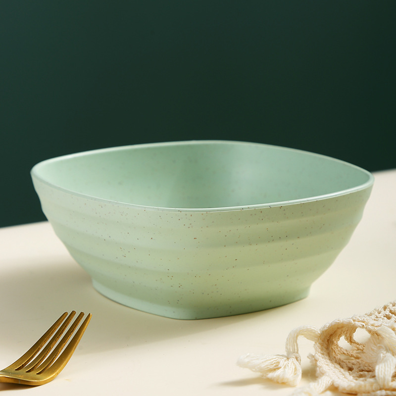 Square Wheat Straw Soup Ramen Bowls Anti-Fall Large Salad Fruit Rice ...