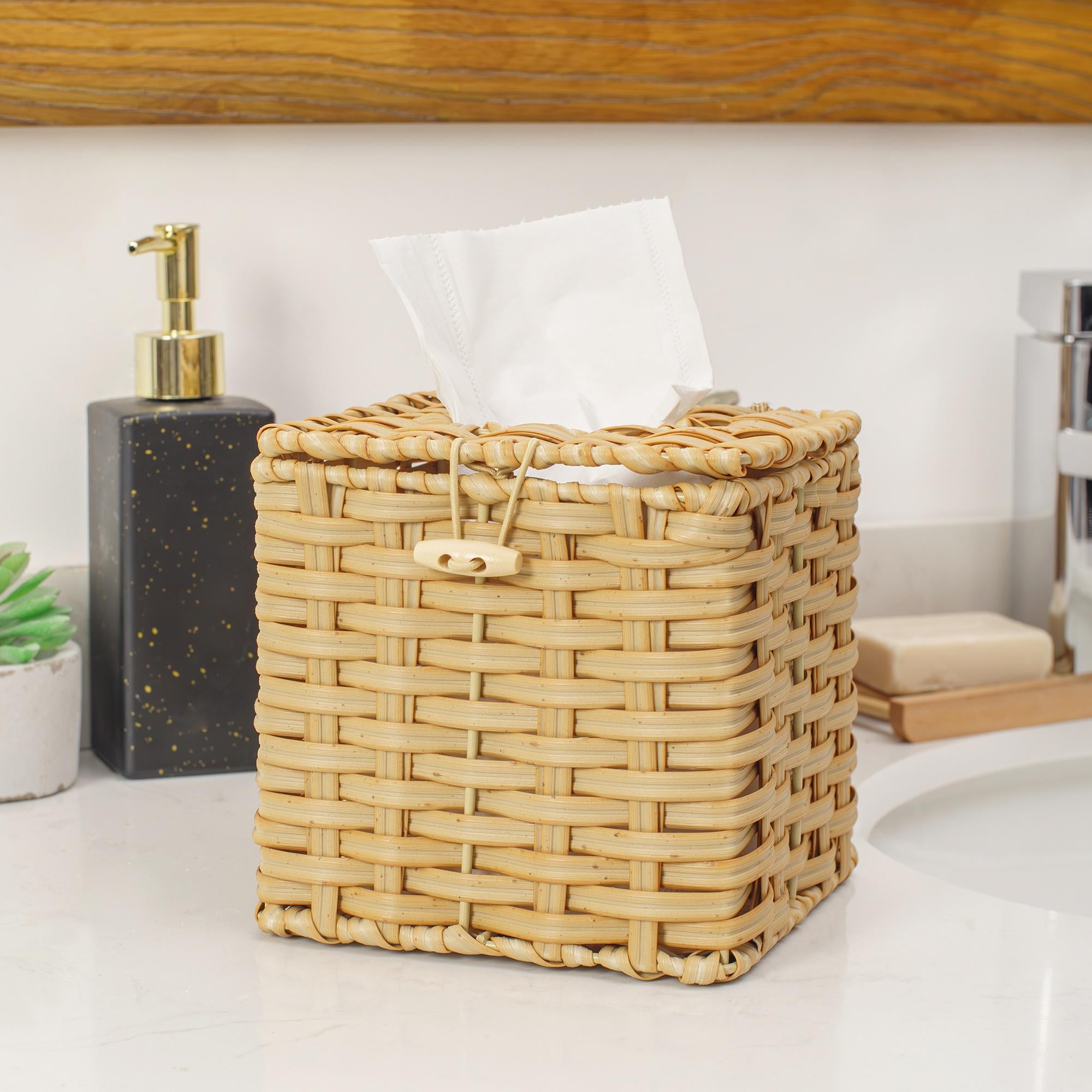 Square Wicker Tissue Box Cover, Natural - Walmart.com