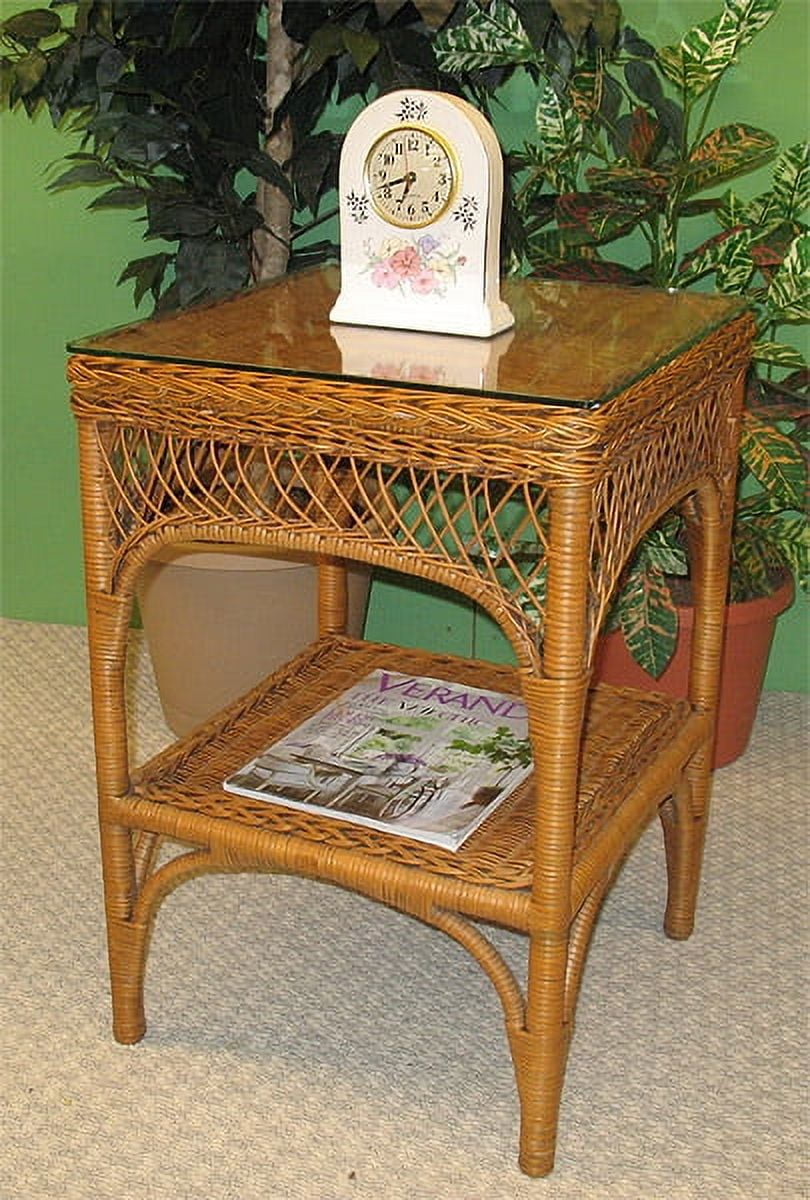 Square Wicker Tower Table with Glass Top - Walmart.com