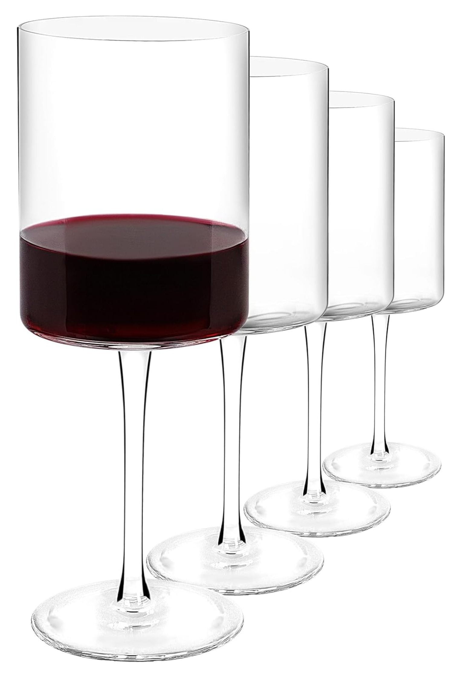 Square Wine Glasses Set of 4 - Unique 16oz Flat Bottom Wine Glasses ...