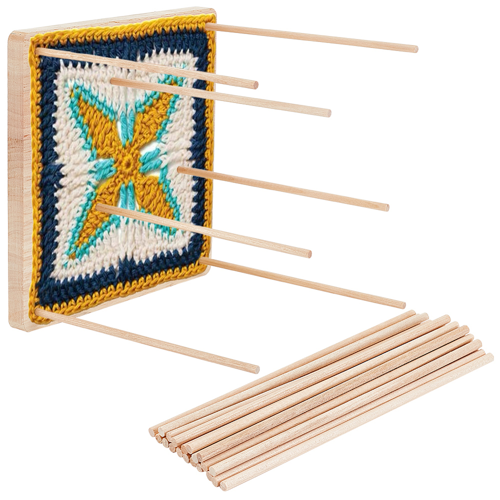 Square Wood Crochet Blocking Board Knitting Loom with Round Wooden ...