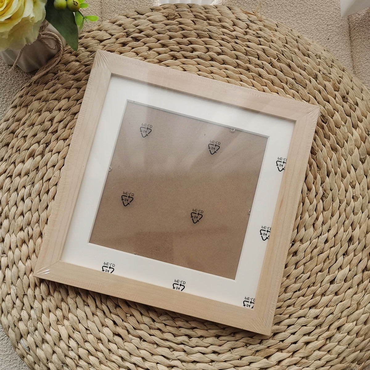 Square Wood Photo Frame For Wall Hanging With Mat 20X20cm Wood Picture ...