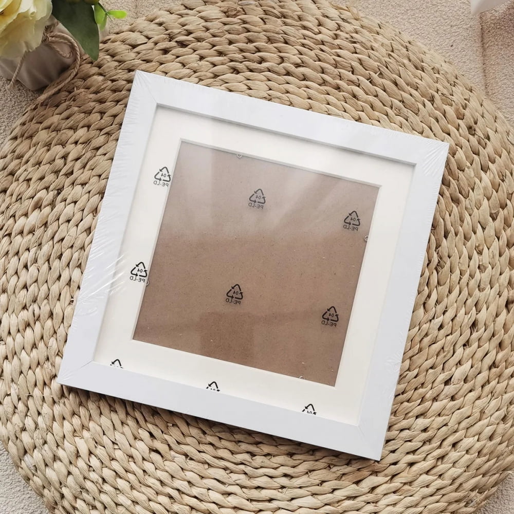 Square Wood Photo Frame For Wall Hanging With Mat 20X20cm Wood Picture ...