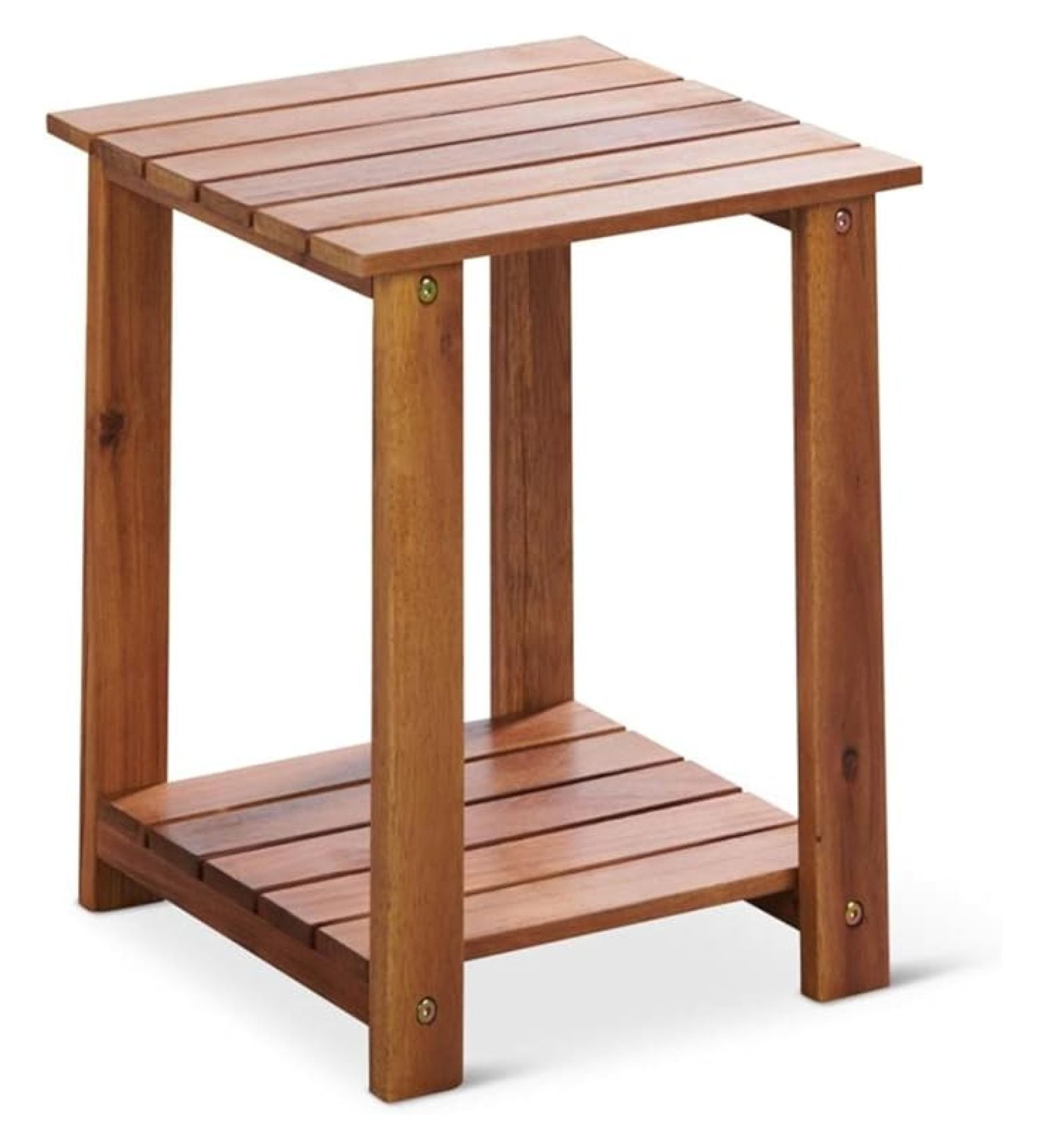 Square Wood Side Table, 2-Tier Indoor/Outdoor Wooden Accent Tables ...