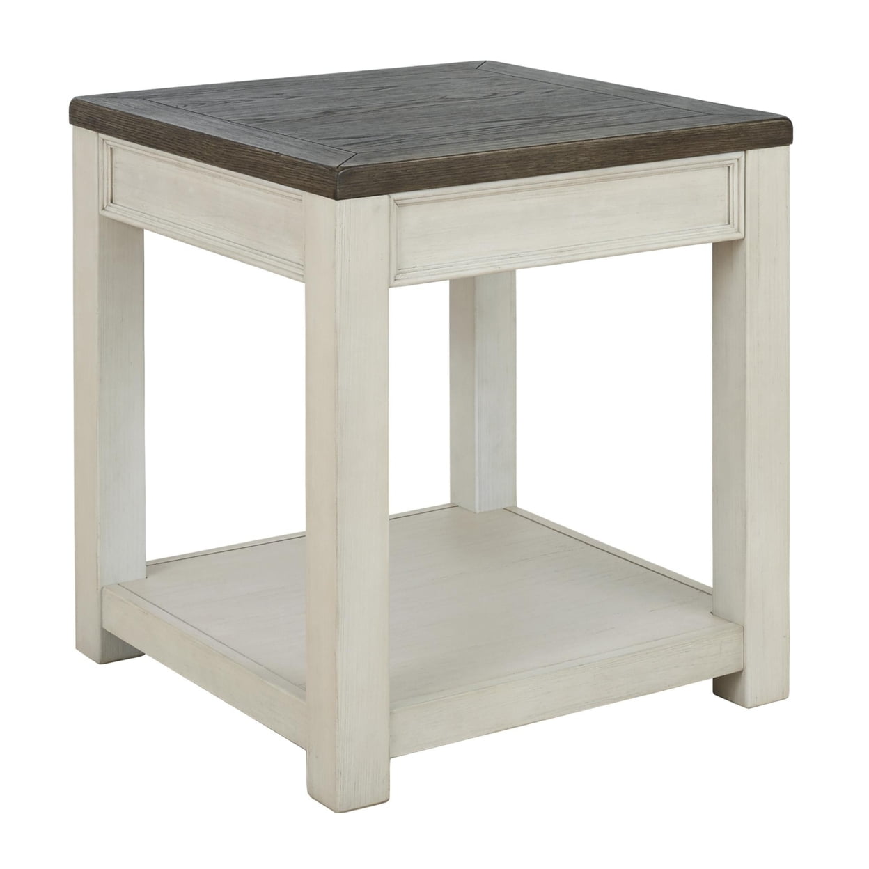 Square Wooden Frame End Table with Open Shelf, White and Brown- Saltoro ...