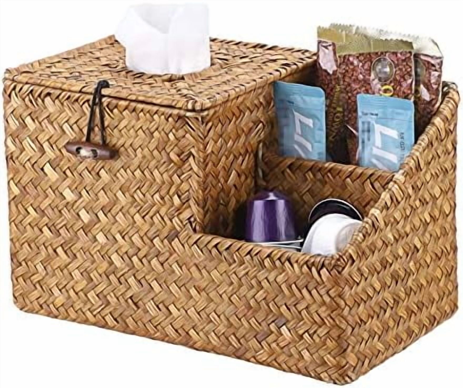 Square Woven Tissue Box Cover - Decorative Cube Tissue Box Holder with ...