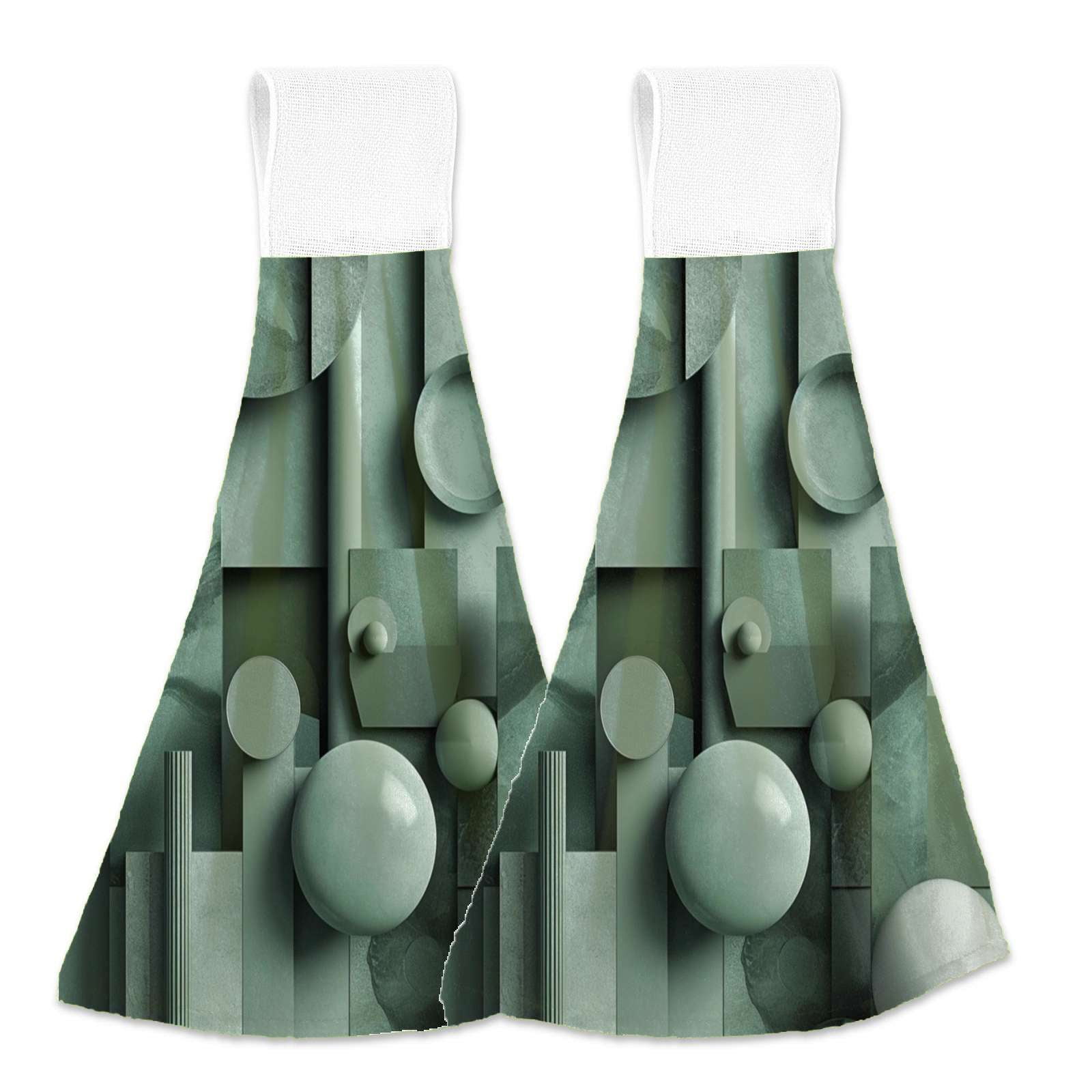 Square circle abstract geometry sage green Hanging Kitchen Hand Towels ...