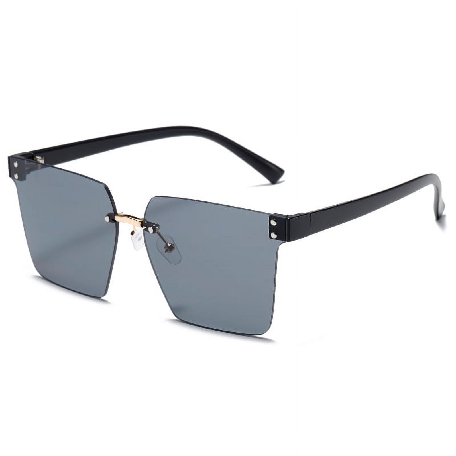 Square cut edge sunglasses and rimless sunglasses Matte Black - Walmart.com
