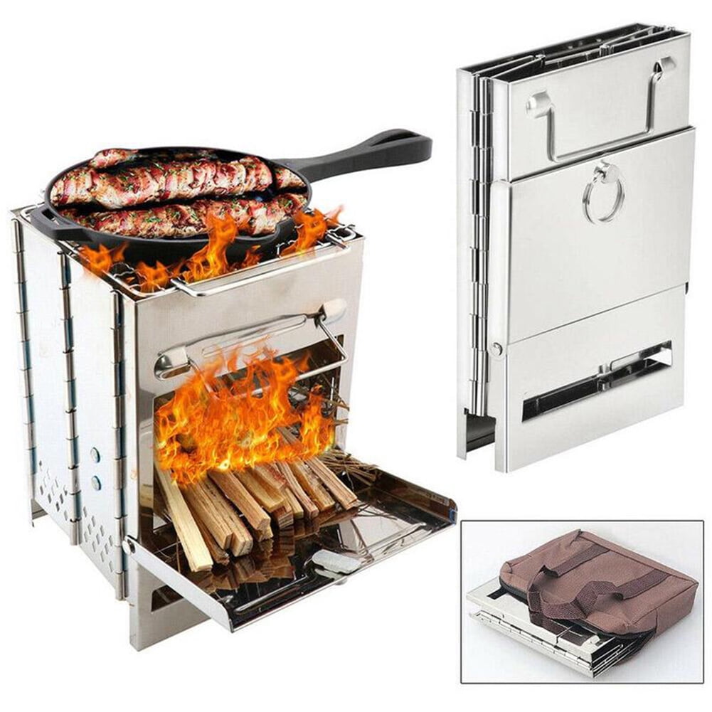 Square firewood stove outdoor barbecue rack mini BBQ outdoor barbecue ...