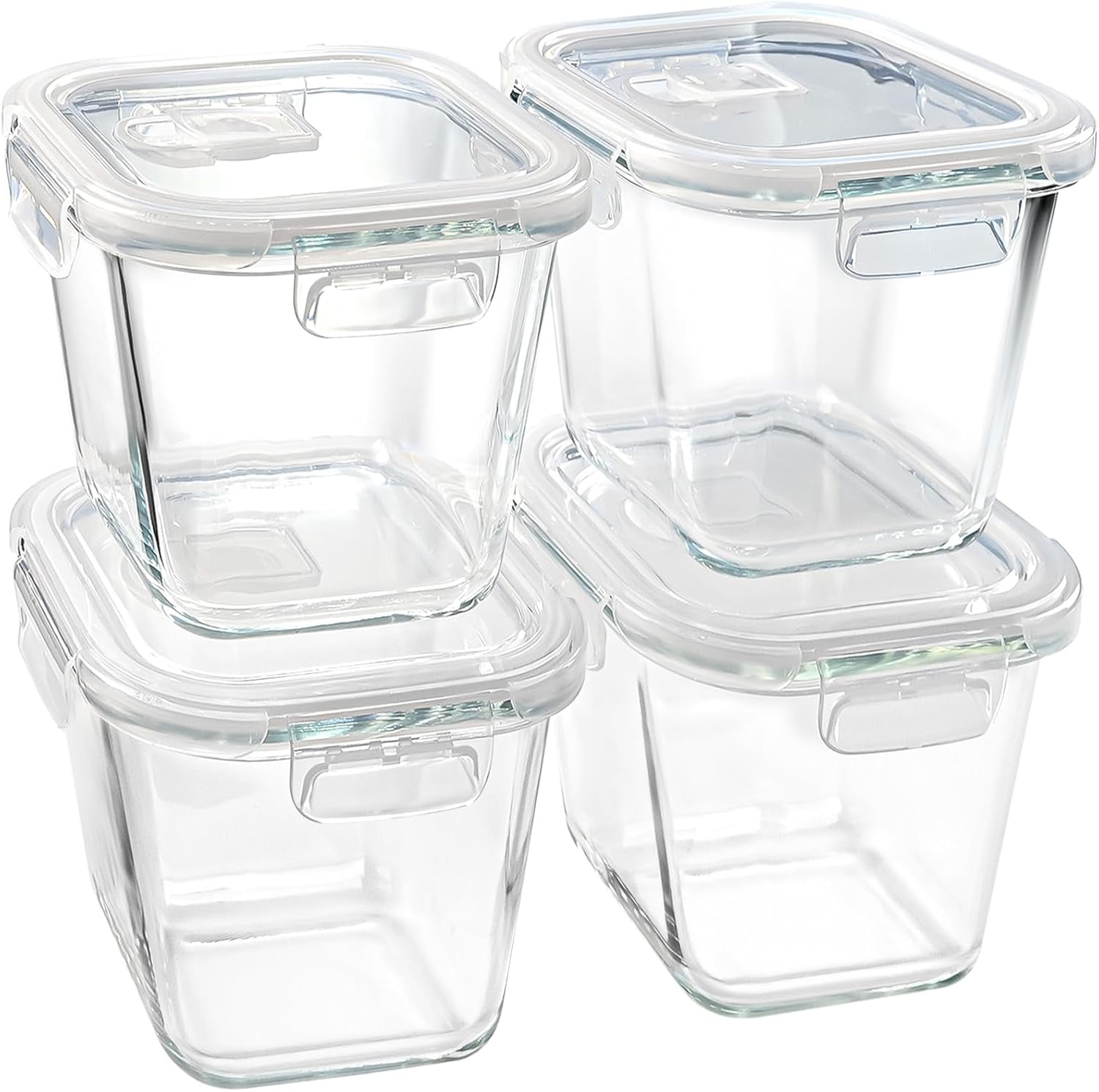 dxynlzq Square Glass Food Storage Containers with Lids 4 Cup ...