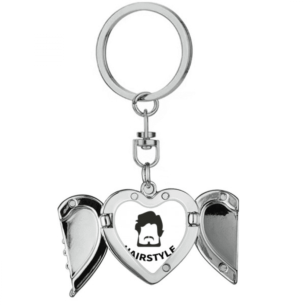 Square-haired Beard Hair Art Deco Fashion Heart Angel Wing Key Chain ...