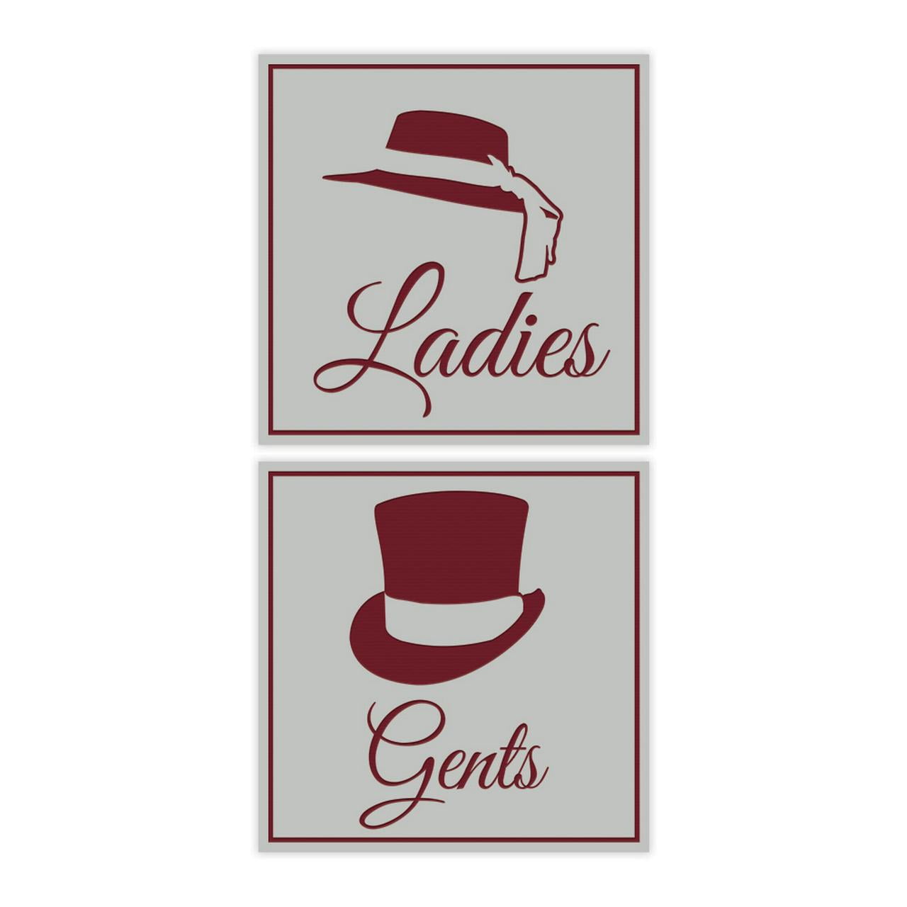 Square ladies and gents sign set (Light Grey / Burgundy) - Medium ...